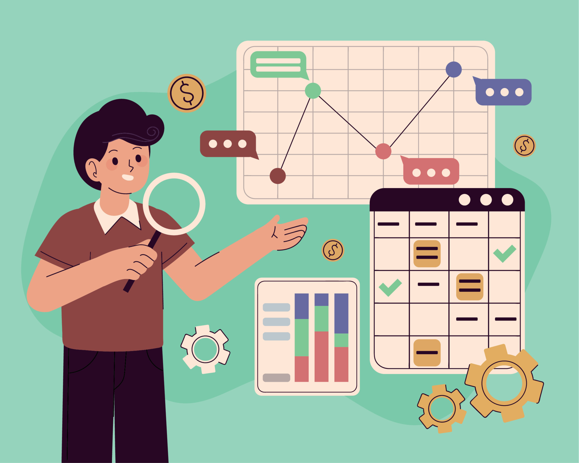 Man And Accounting And Auditing 11485056 Vector Art At Vecteezy