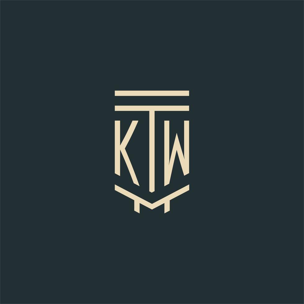 KW initial monogram with simple line art pillar logo designs 11488728 ...