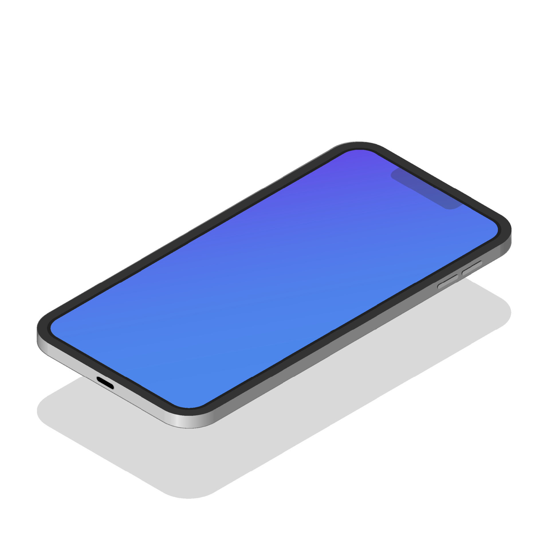Realistic 3d Black Smartphone Isometric Mockup Isolated On Background