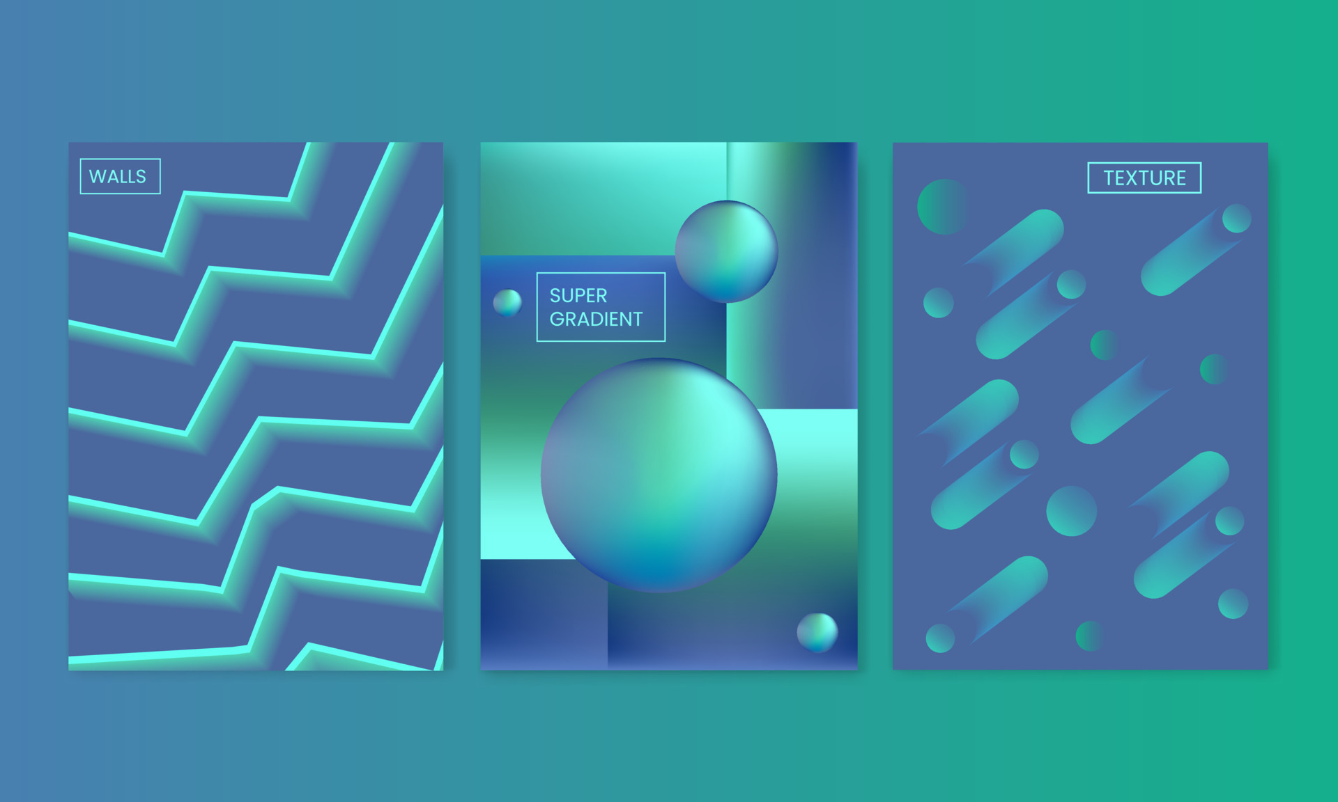 Set Of Futuristic Gradient 3d Bold Posters Templates For Science Music Or Presentation Album