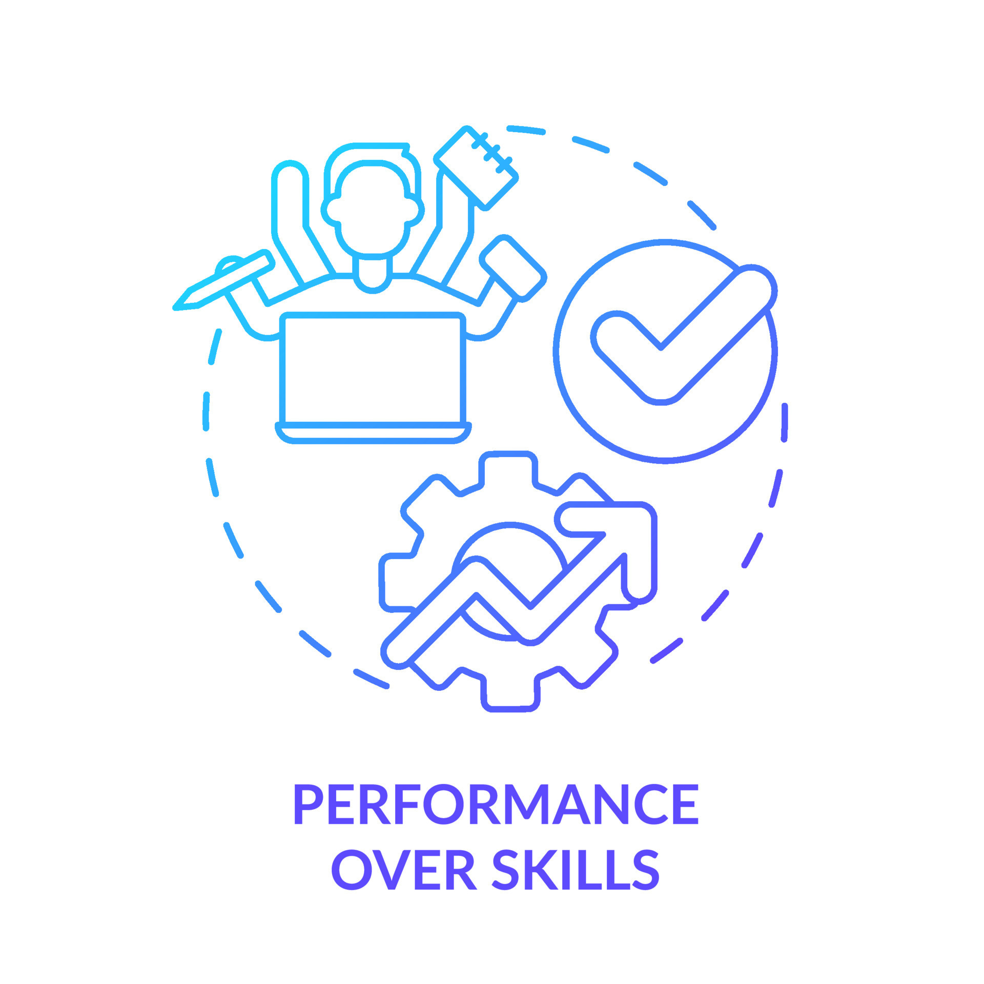Performance Over Skills Blue Gradient Concept Icon High Demand Skill In Development Abstract