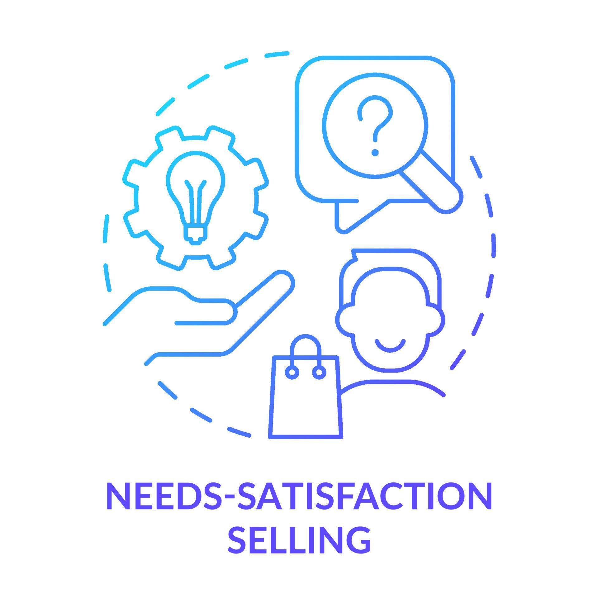 Needs-satisfaction selling blue gradient concept icon. Successful sales ...