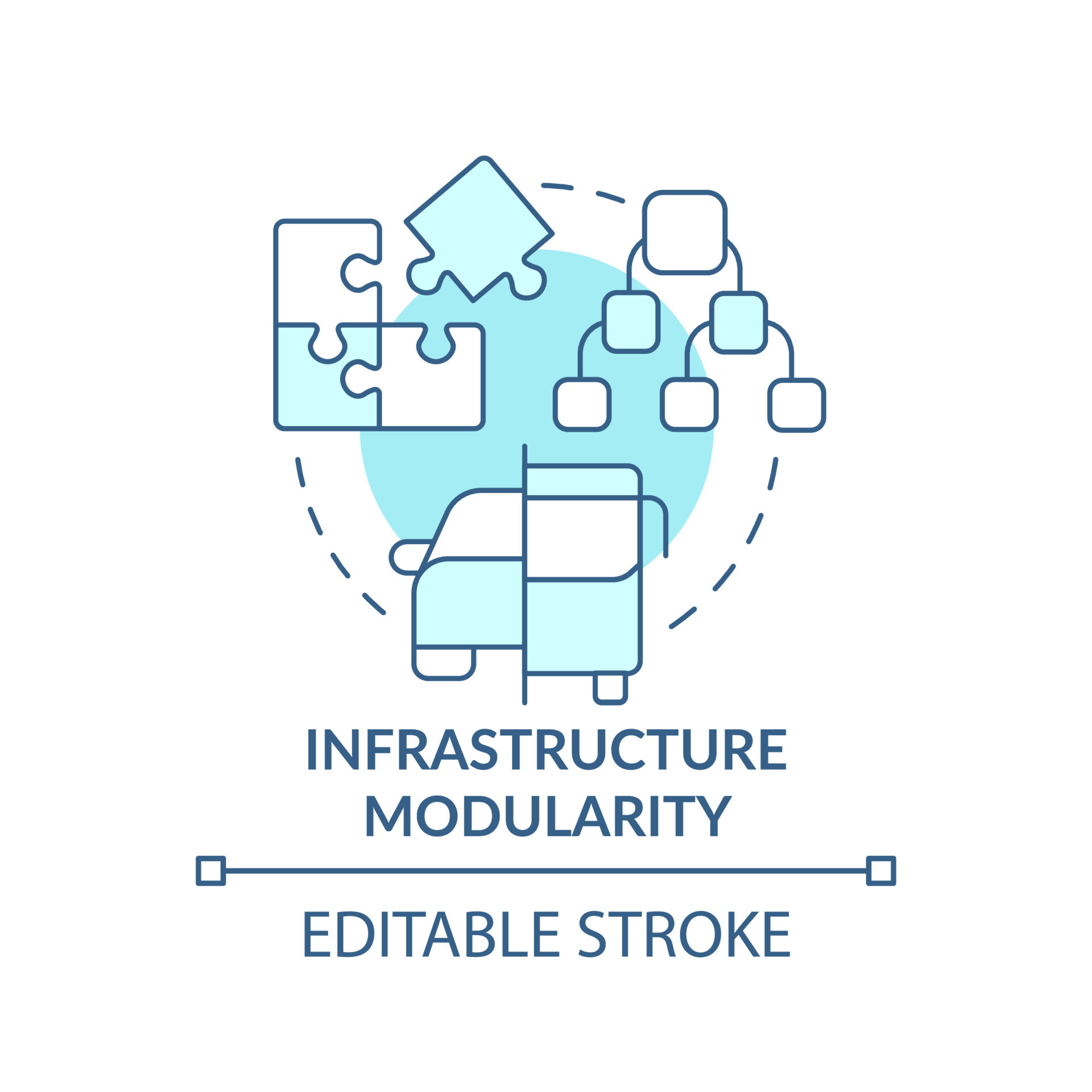 Infrastructure Modularity Turquoise Concept Icon Components Allocation Maas Abstract Idea Thin