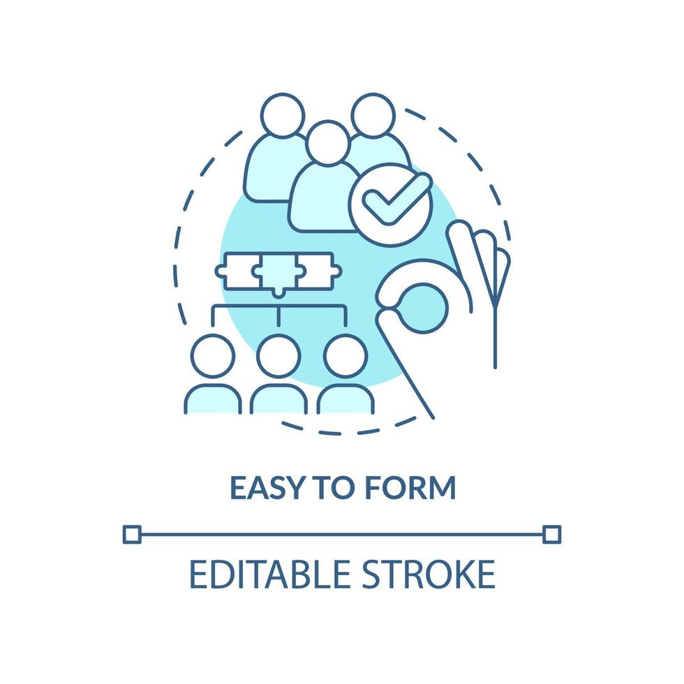 Easy to form turquoise concept icon. Cooperative society advantage ... Easy to form turquoise concept icon. Cooperative society advantage ...