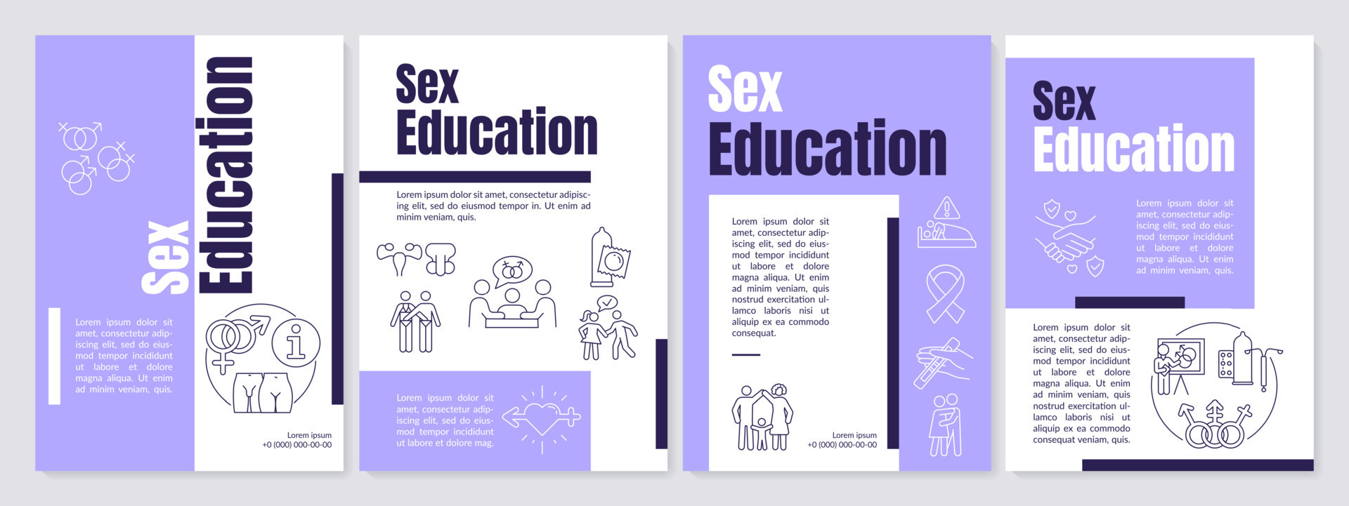 Sex Education Explanation Purple Brochure Template Bodily Development