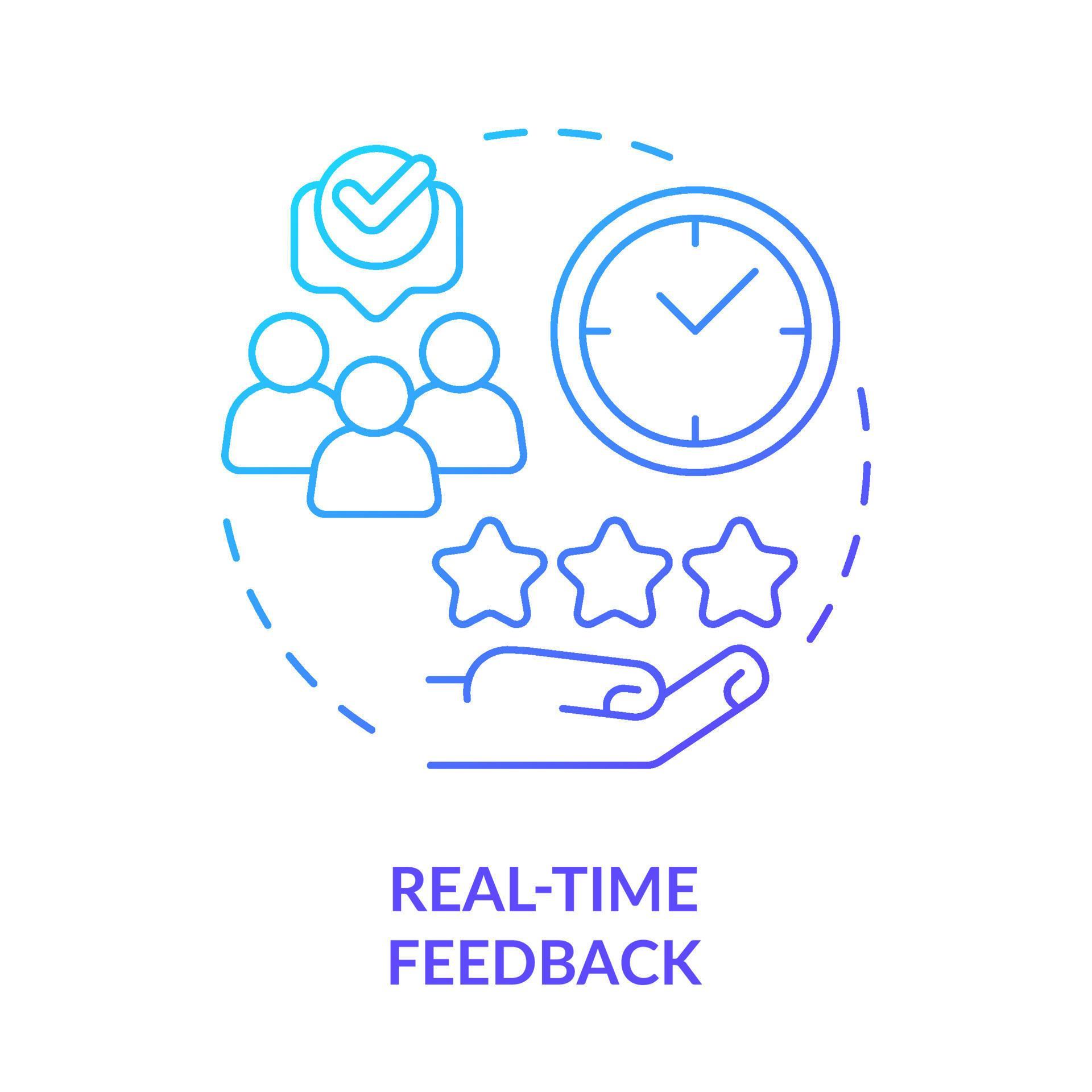 Real-time feedback blue gradient concept icon. Tendency in skill ...