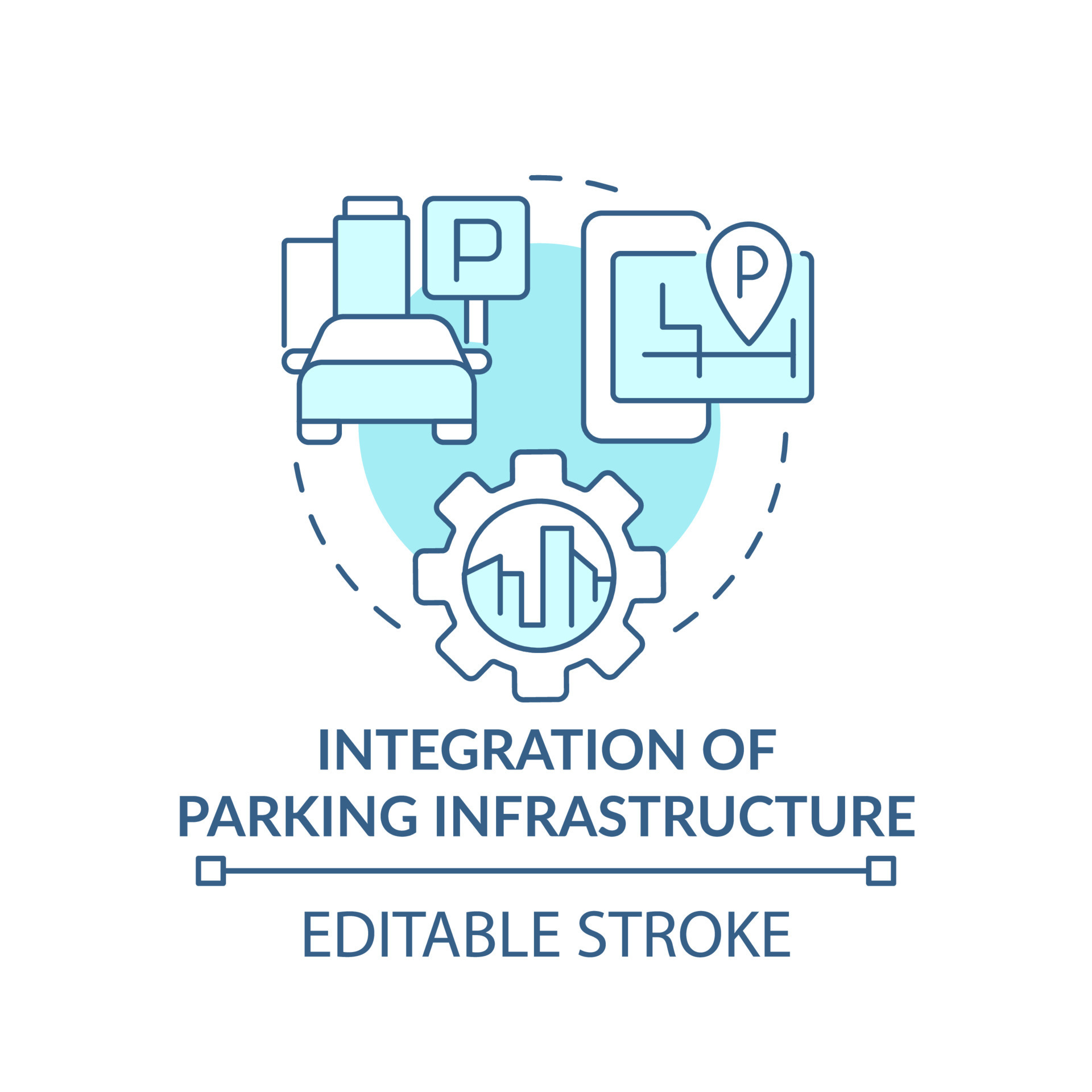 Integration Of Parking Infrastructure Turquoise Concept Icon Maas Requirement Abstract Idea