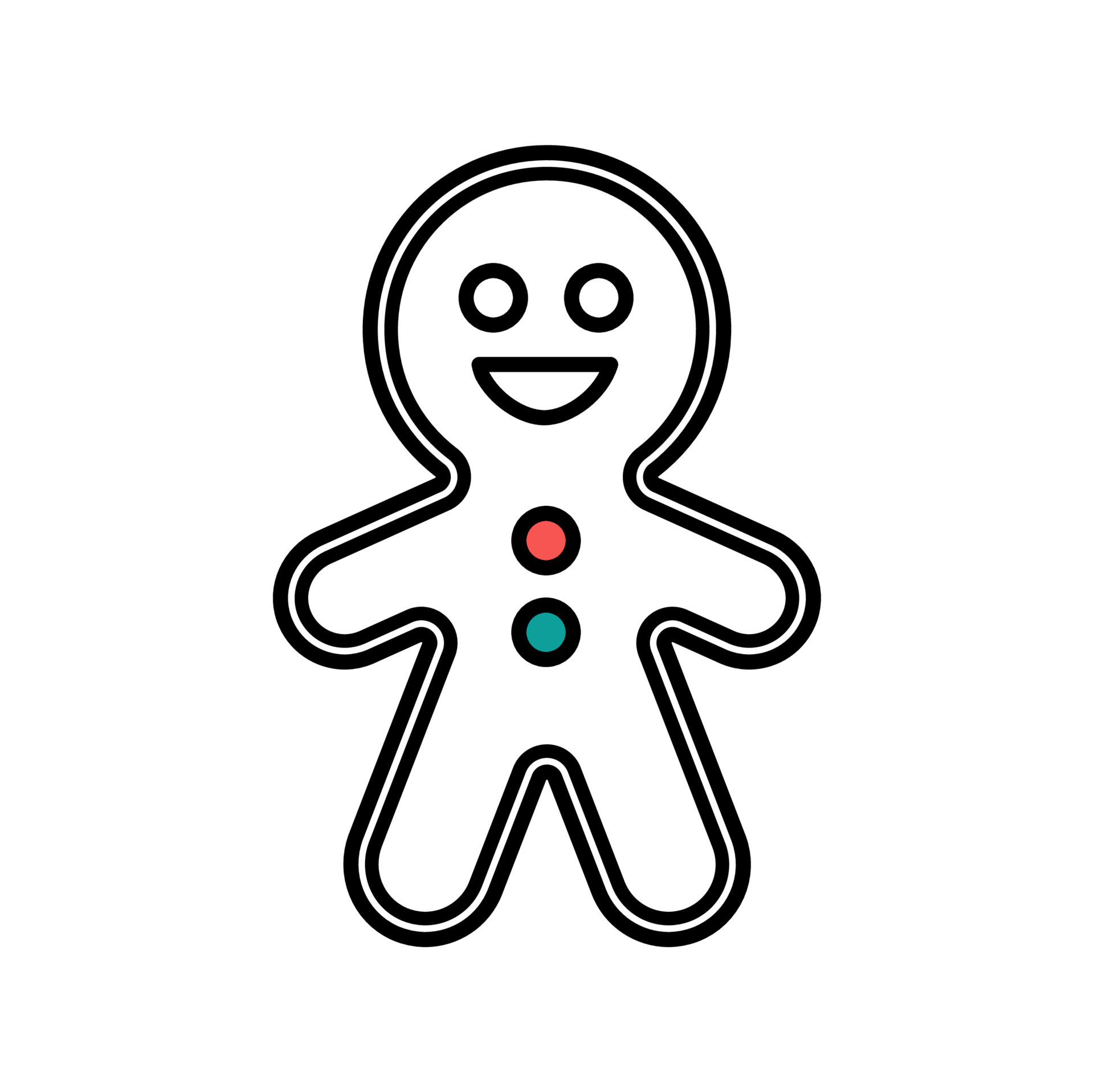 Christmas Gingerbread Man Cookie Gingerbread Man Holiday Biscuit Or Cookie Line Style Vector