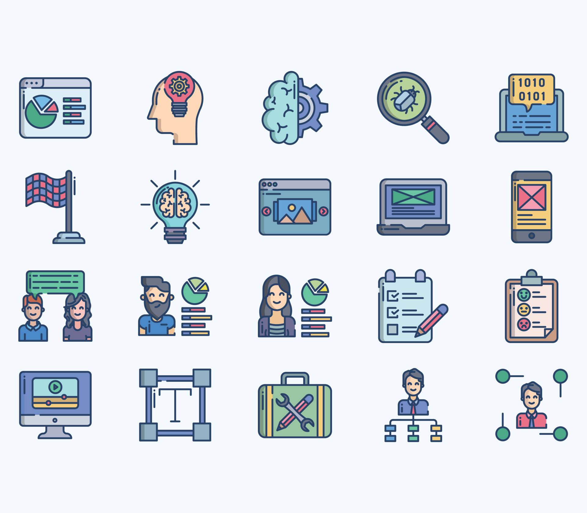 Simple Icon Set Of 40 Ux Ans Ui Vector Line Icons Contains Such Icons As Idea Bug User