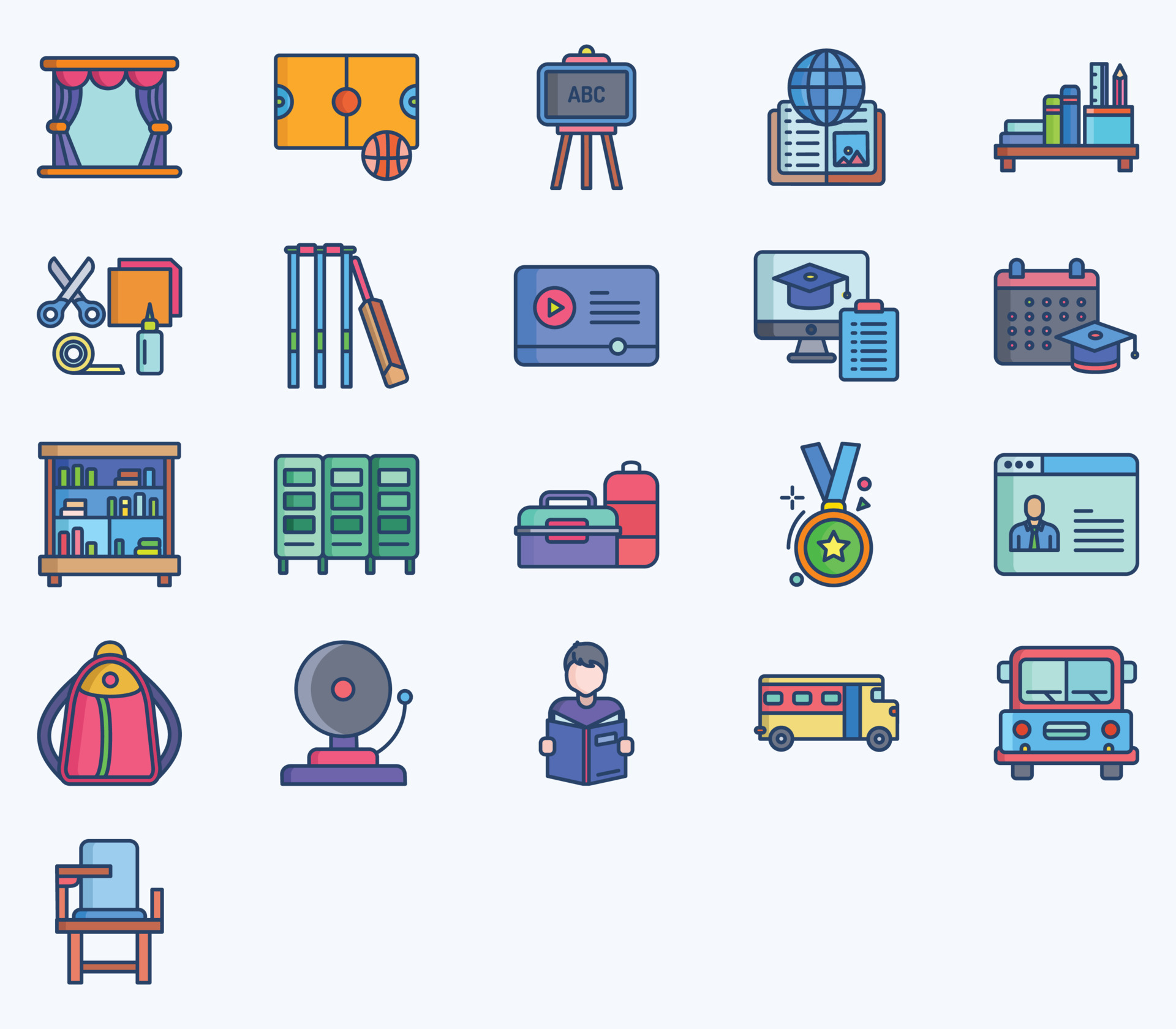 Simple icon set of School and academy Vector Line Icons. Contains such ...