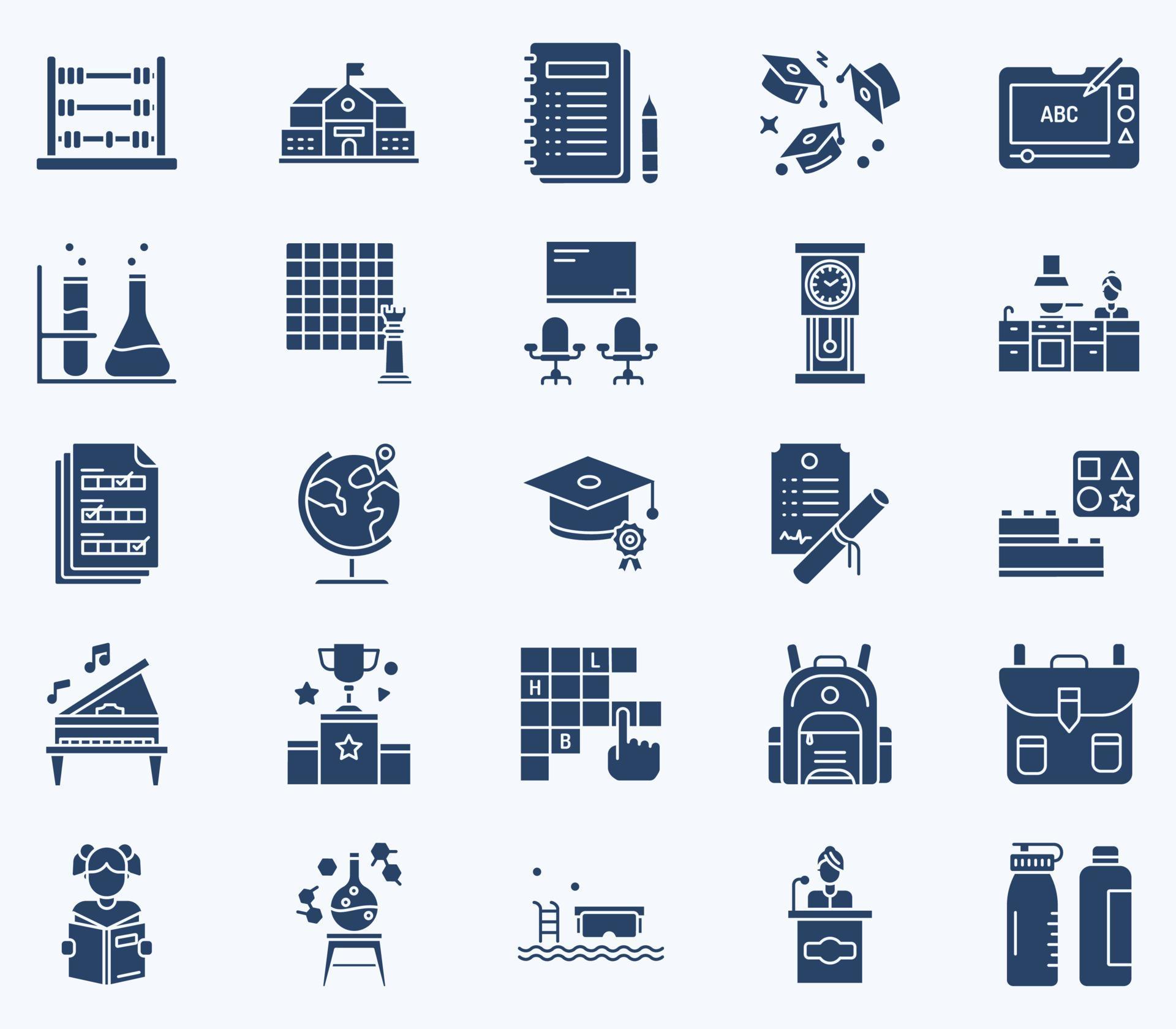Simple icon set of School and academy Vector Line Icons. Contains such ...