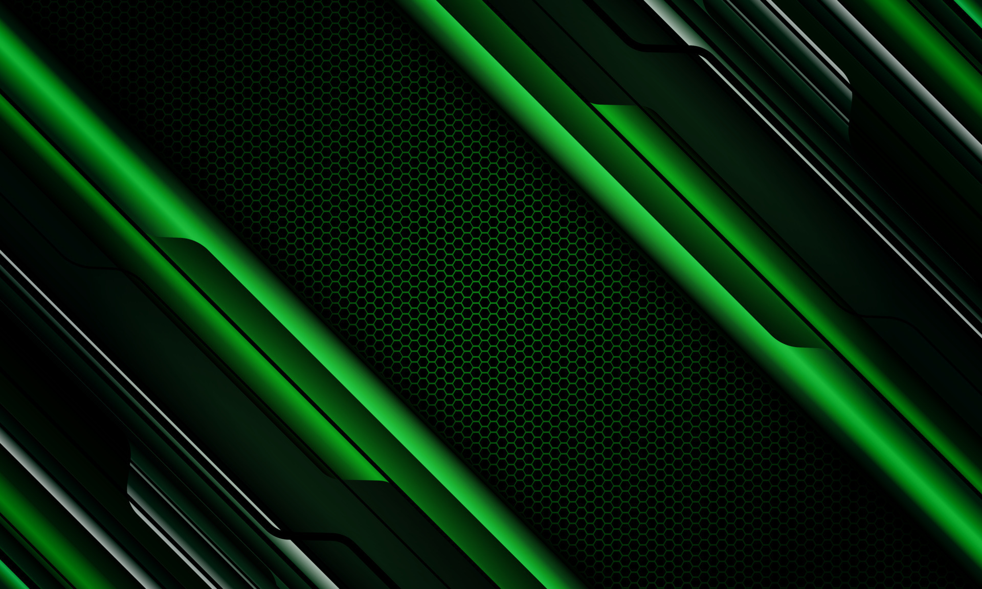 Abstract Green Metallic Cyber Black Circuit Geometric With Dark Hexagon Mesh Design Modern