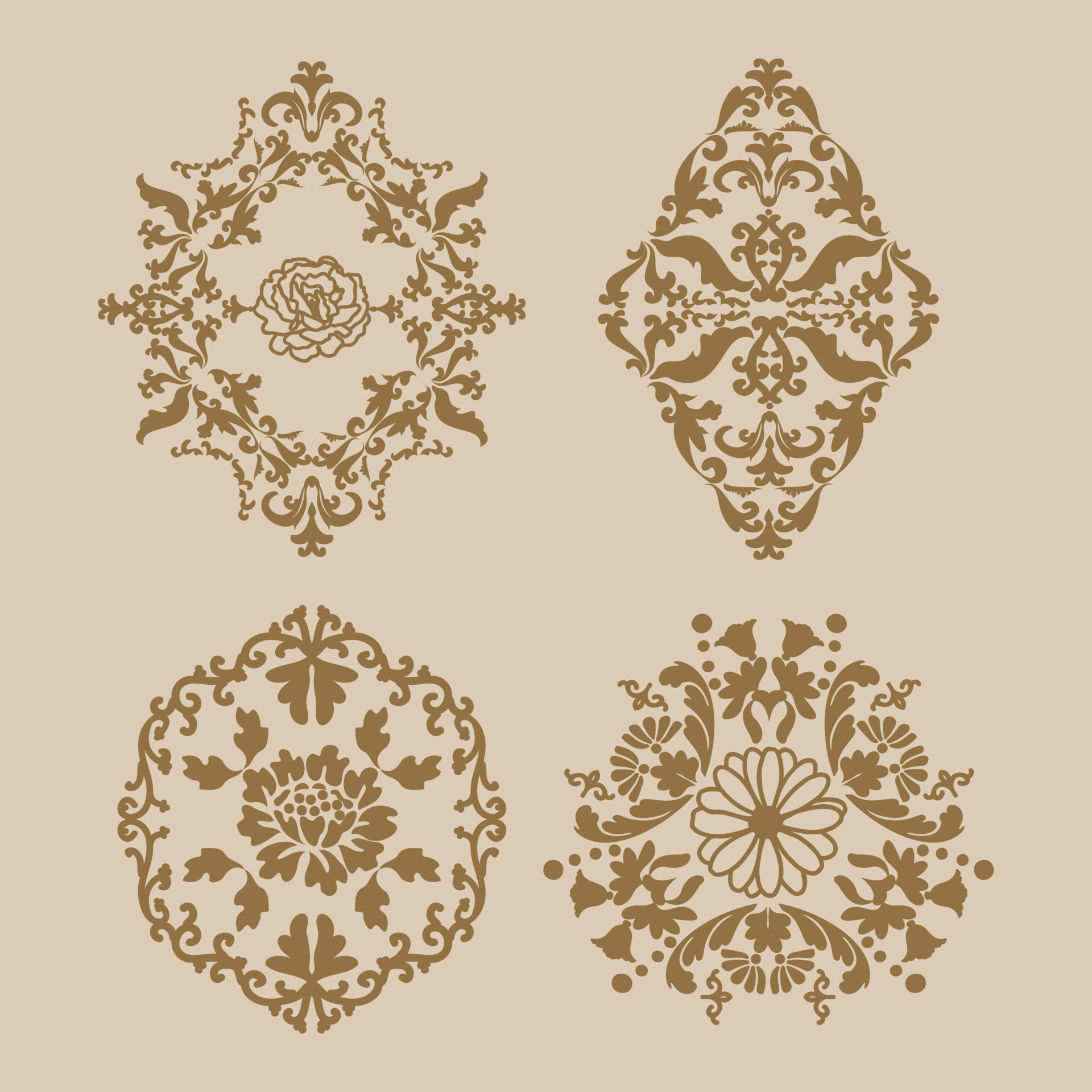 Set of floral vintage patterns. Mehndi pattern. Decorative texture ...