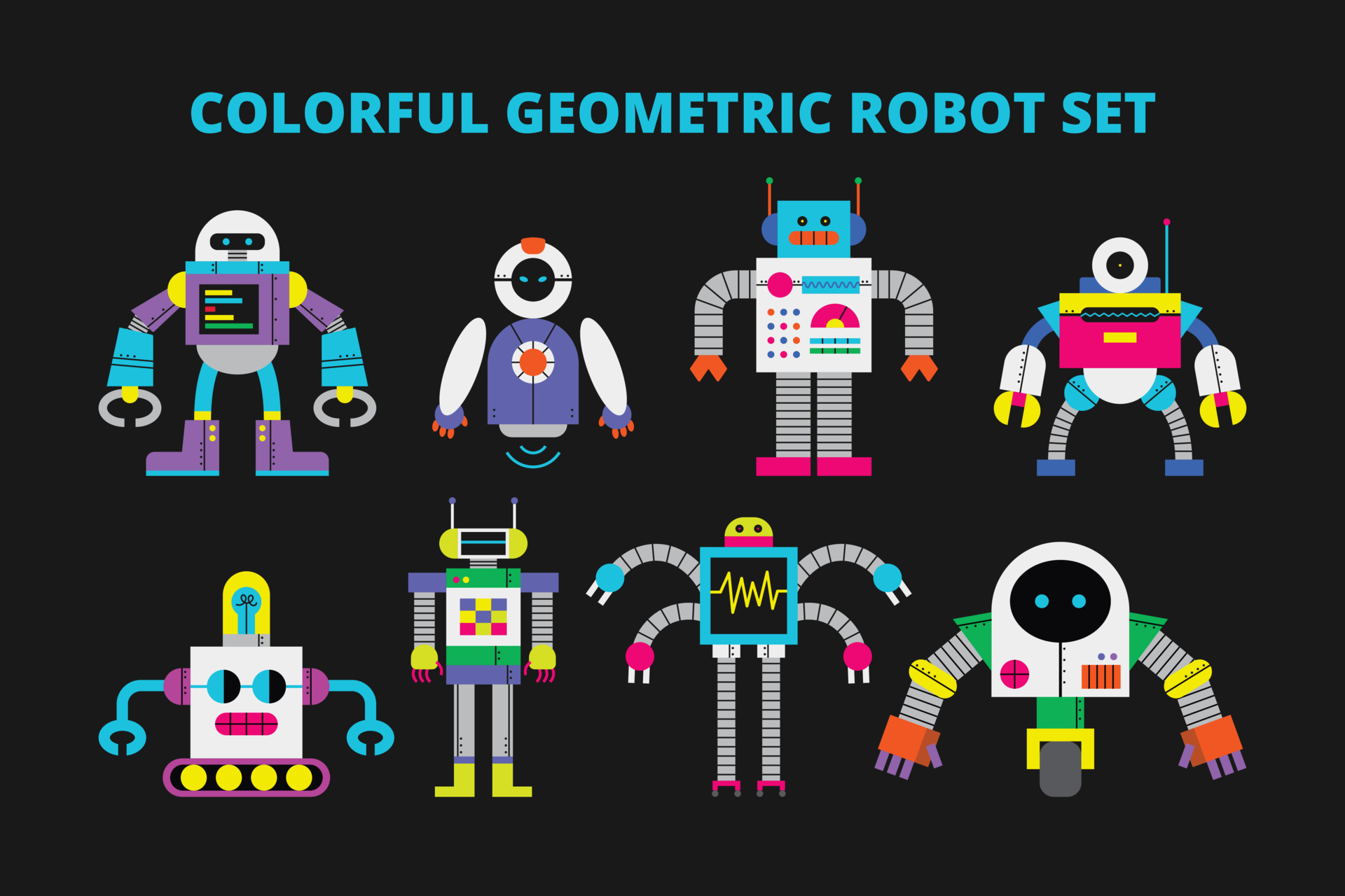 Colorful Geometric Robot Set 1 11500788 Vector Art at Vecteezy