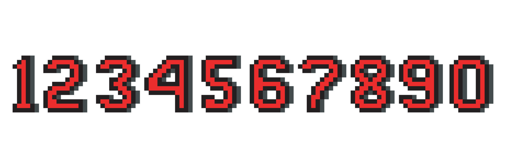 Numbers with pixel art isolated on white background 11508067 Vector Art ...