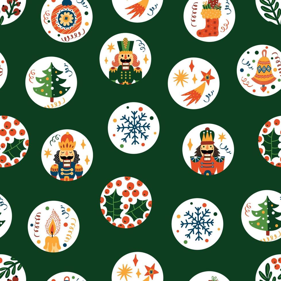 Christmas vector seamless Nutcracker pattern. Polka dot. Seamless ...