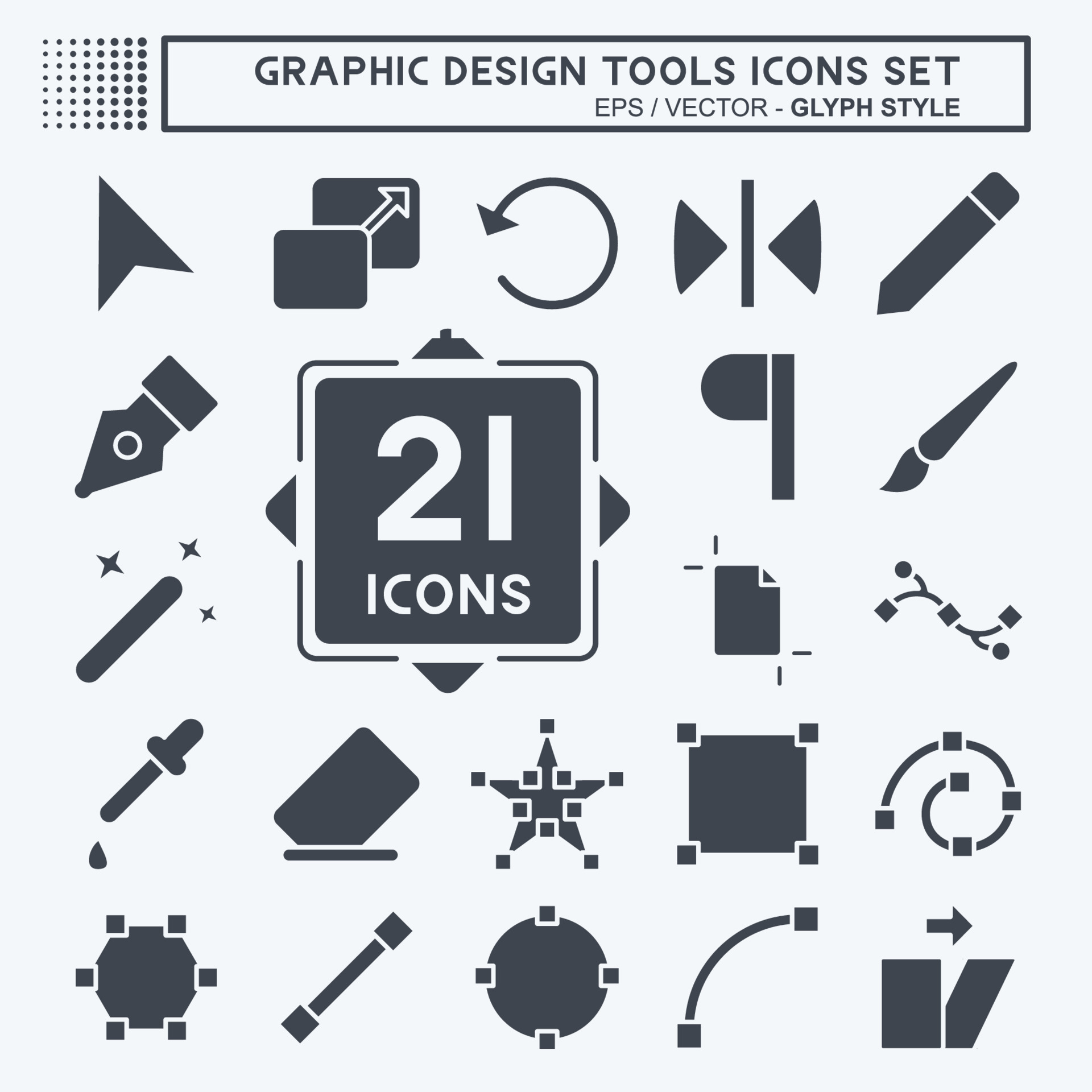 Icon Set Graphic Design Tools Related To Graphic Design Tools Symbol Glyph Style Simple