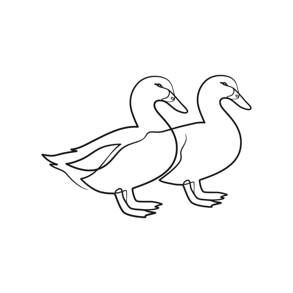 Duck Continuous Line Art Drawing 11512265 Vector Art At Vecteezy
