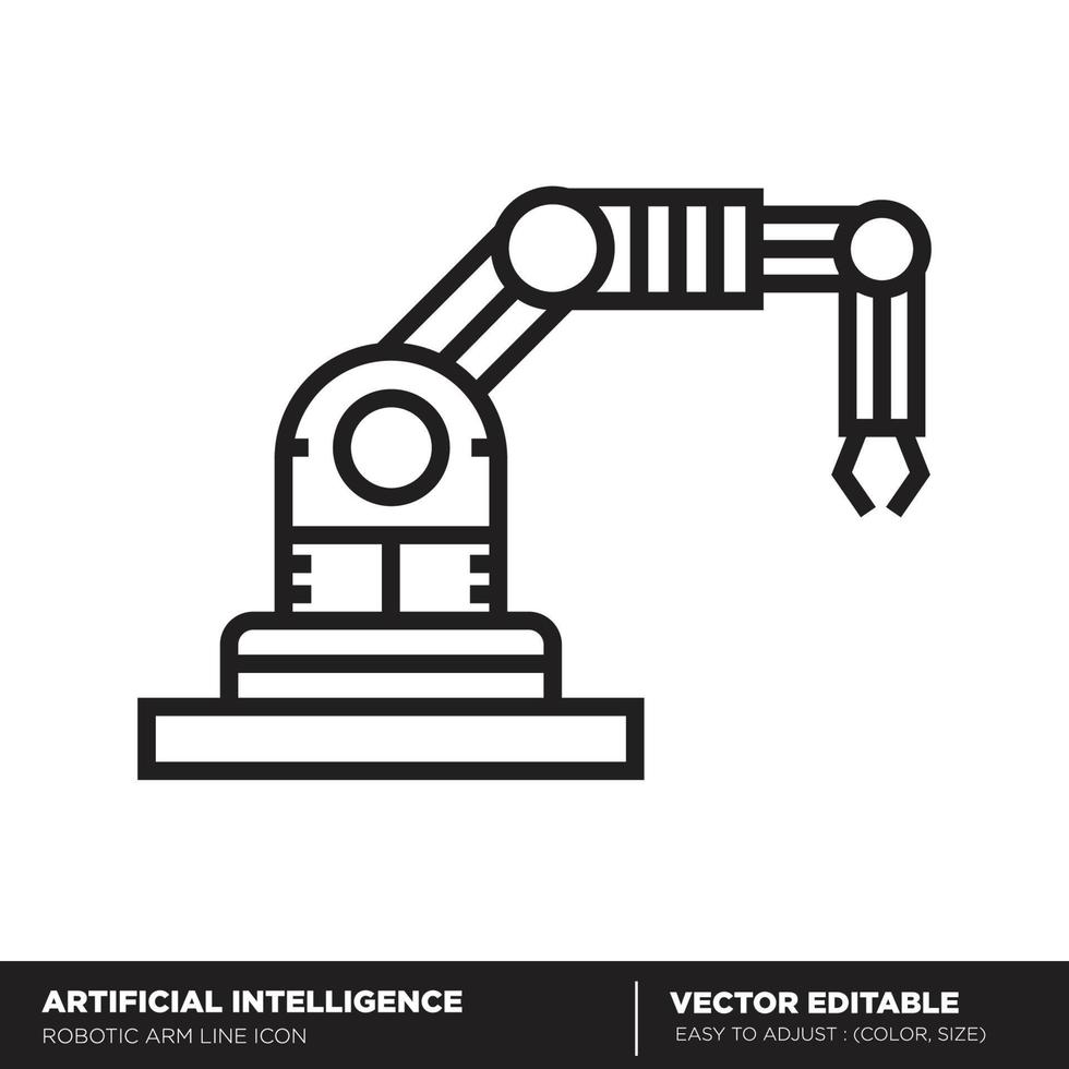 Artificial intelligence. Robotic arm outline icon. Editable vector 11512697 Vector Art at Vecteezy