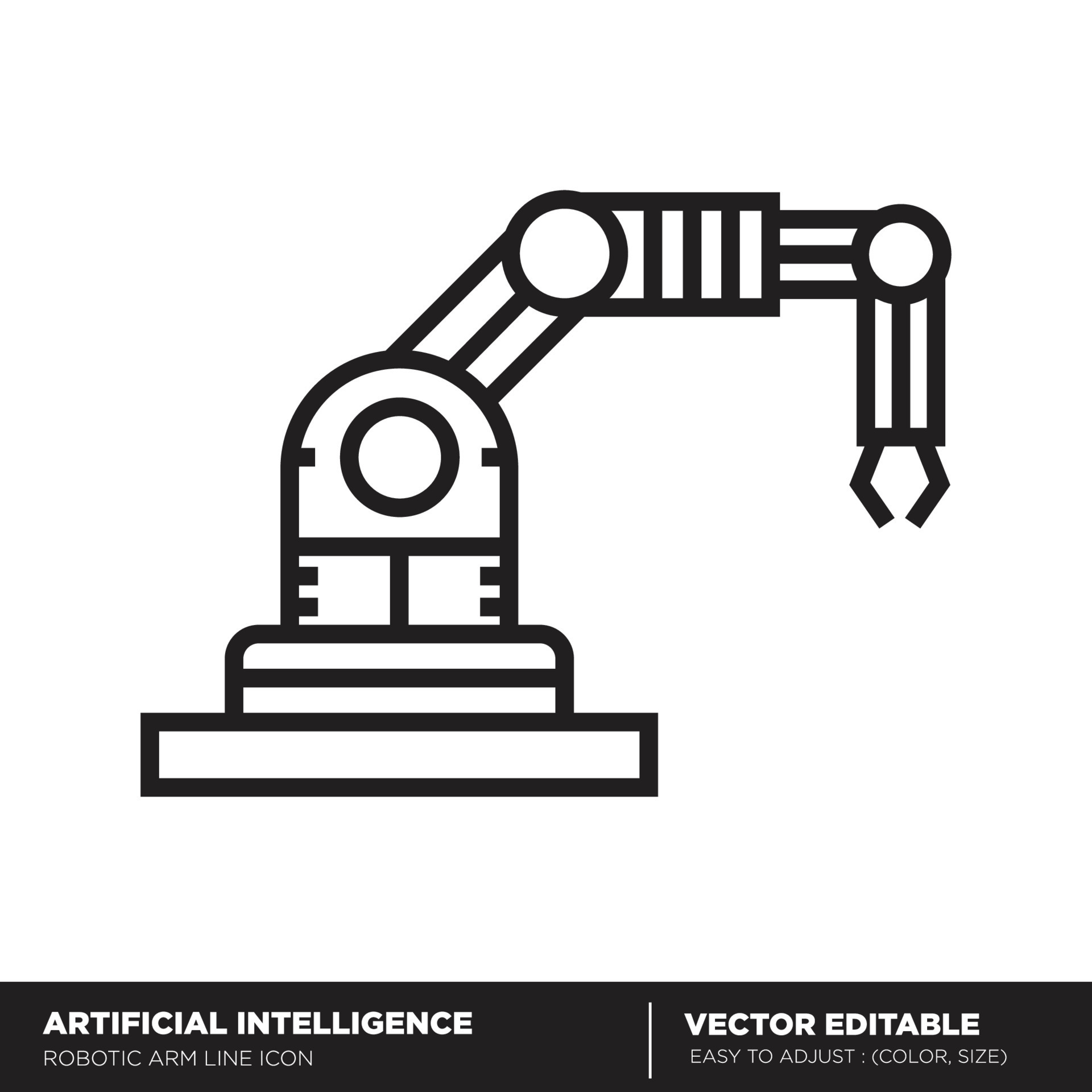 Artificial intelligence. Robotic arm outline icon. Editable vector ... Artificial intelligence. Robotic arm outline icon. Editable vector ...