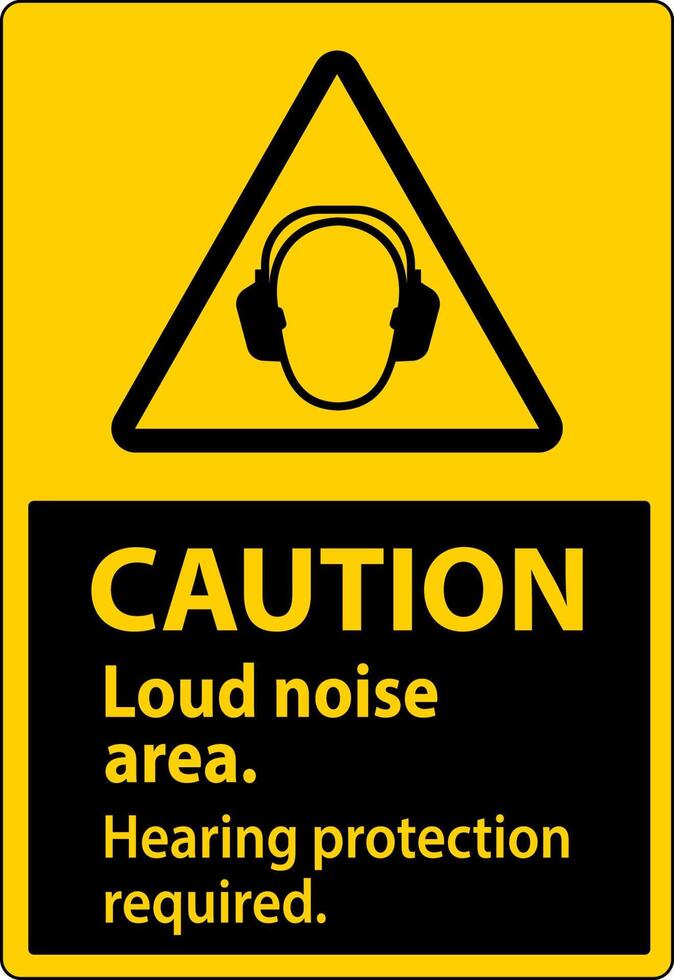 Caution Hearing Protection Required Sign On White Background 11516662