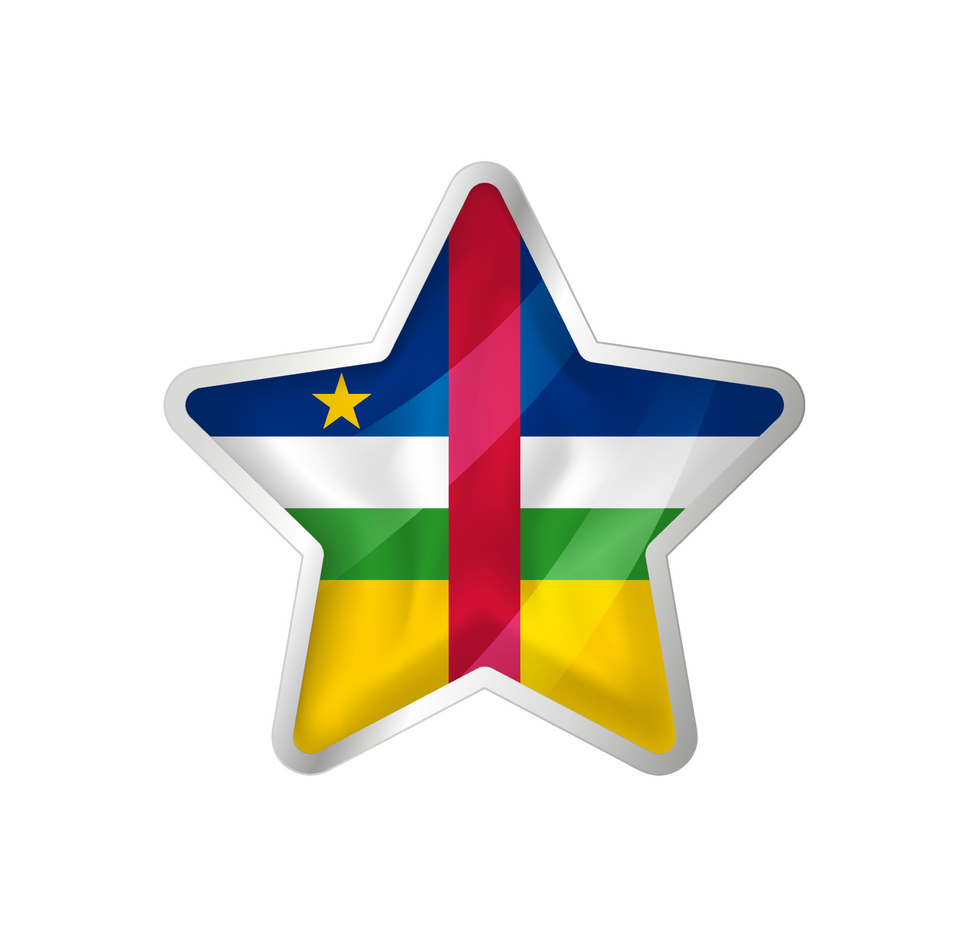 Central African Republic Flag In Star Button Star And Flag Template