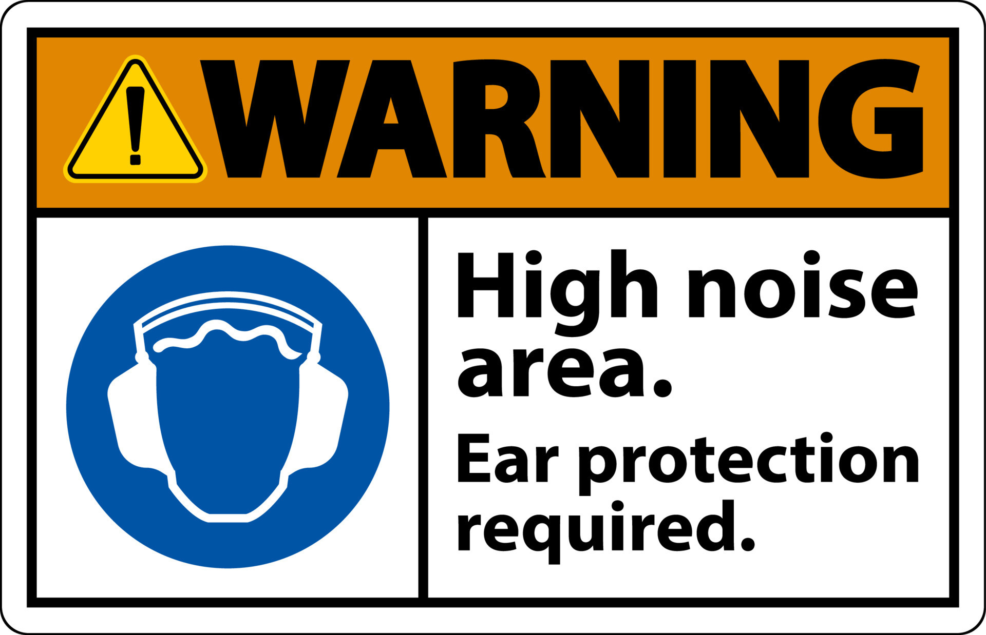 Warning Ear Protection Required Sign On White Background 11516751