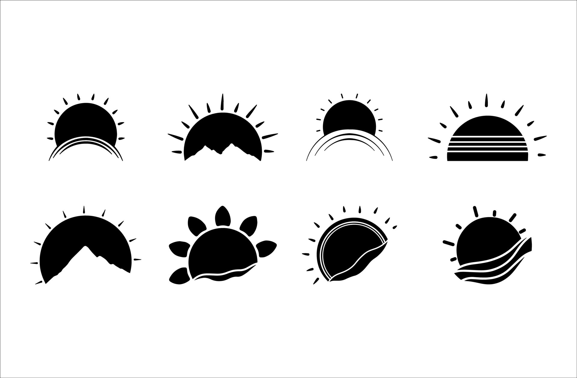 Decoration of Sun Silhouette Collection 11519222 Vector Art at Vecteezy