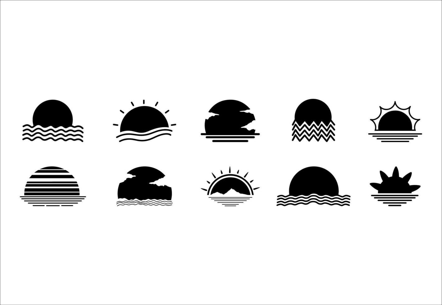 Collection of Sunrise and Sunset Silhouette on White Background ... Collection of Sunrise and Sunset Silhouette on White Background ...