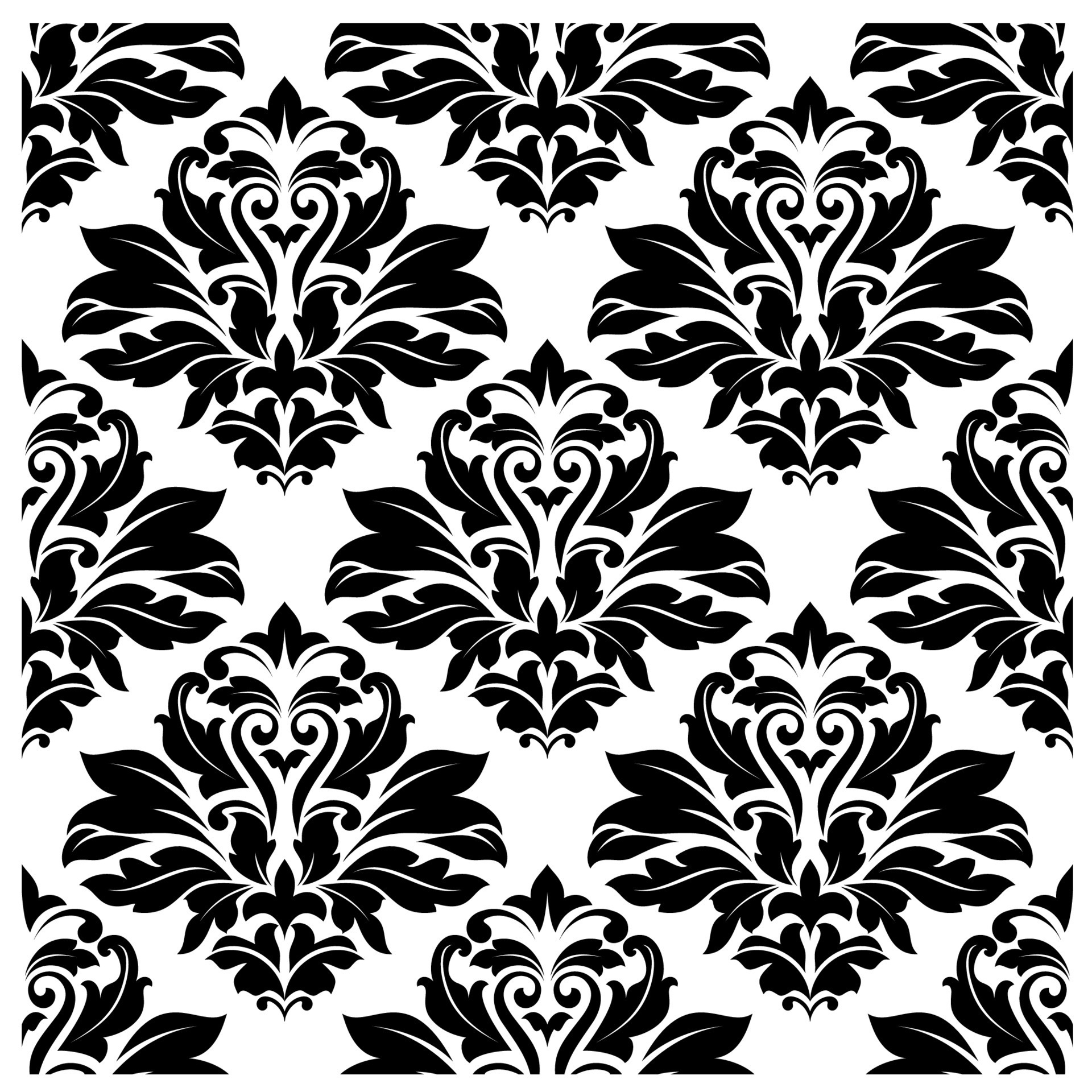 Seamless damask black floral background pattern 11520906 Vector Art at ...