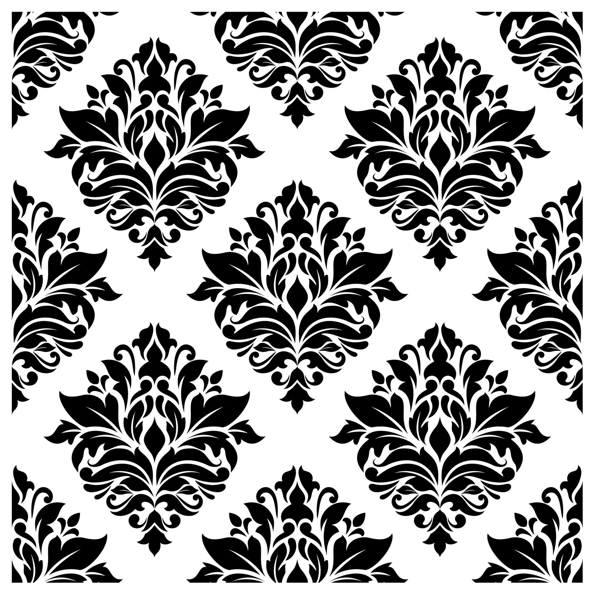 Seamless black damask floral background design 11521533 Vector Art at ...
