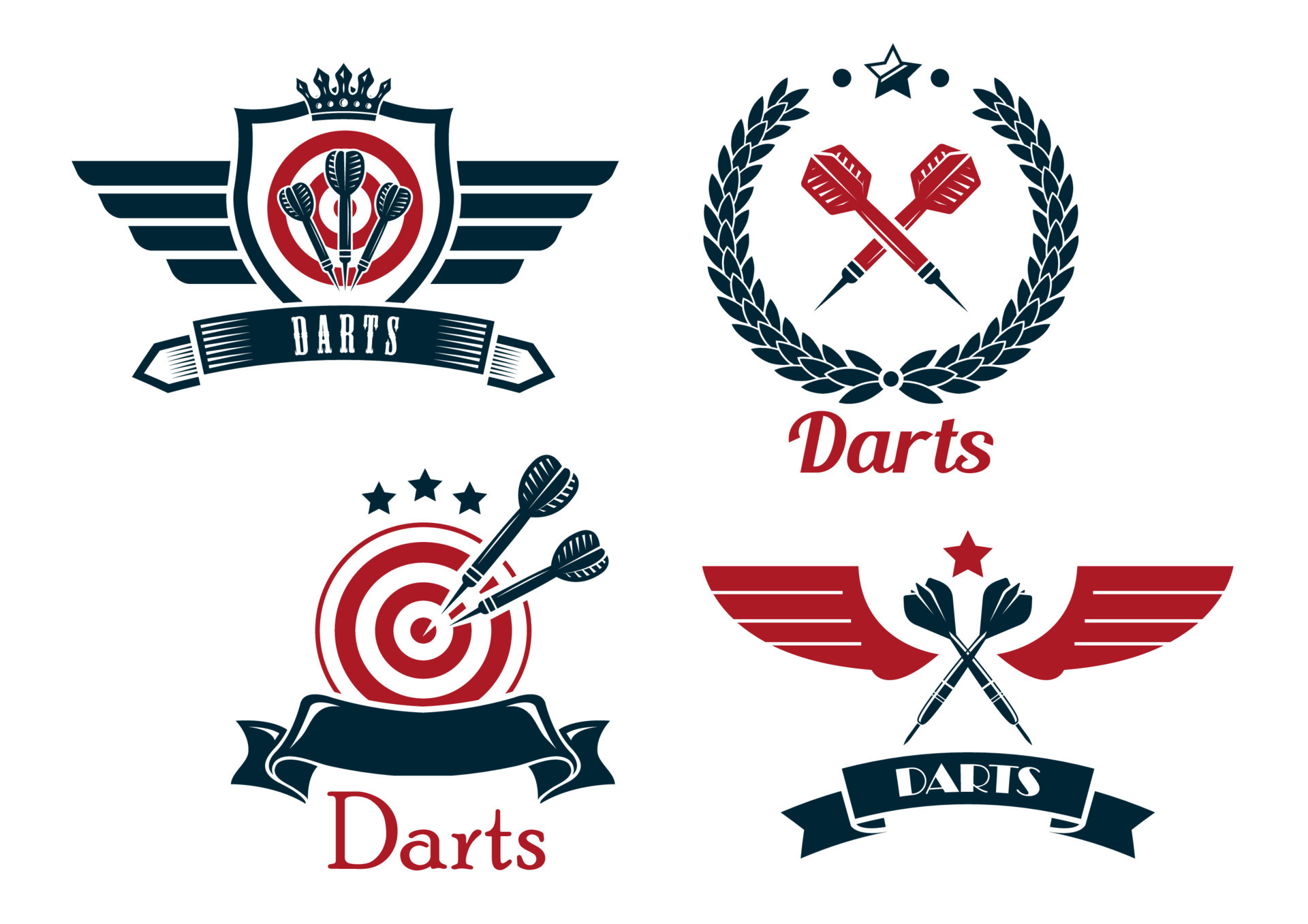 Darts emblems set 11521577 Vector Art at Vecteezy