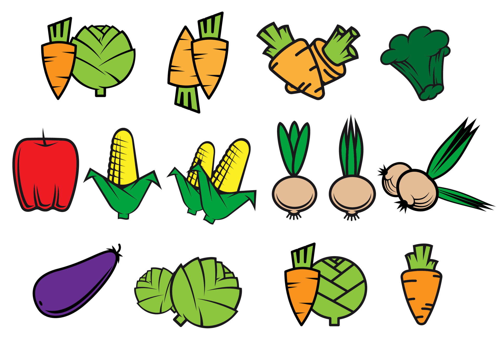 Flat icons of fresh vegetables 11527026 Vector Art at Vecteezy