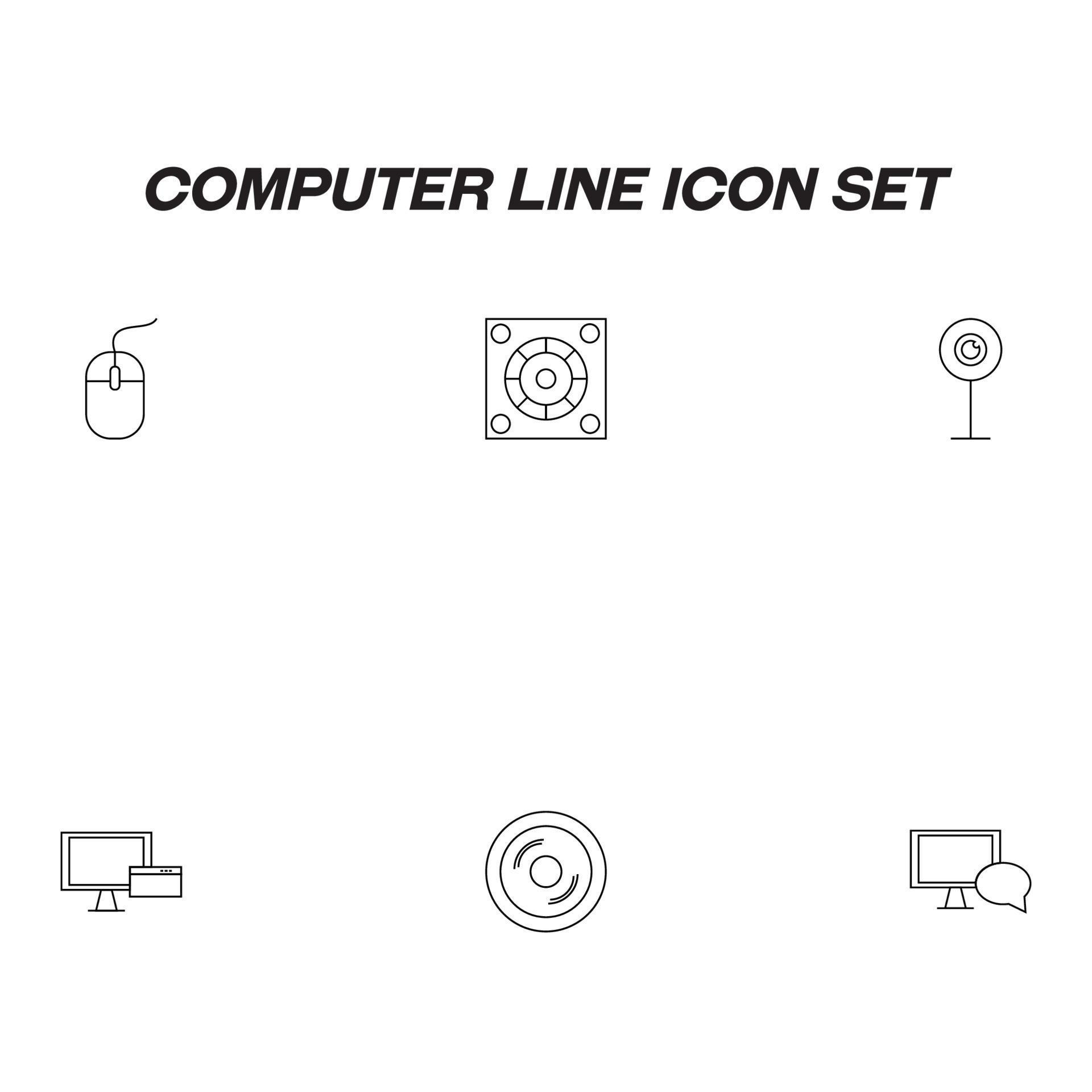 Computer line icon set drawed with thin line. Vector outline symbols of ...