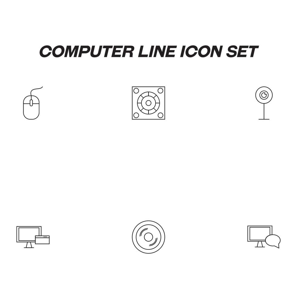 Computer line icon set drawed with thin line. Vector outline symbols of system block, computer ...