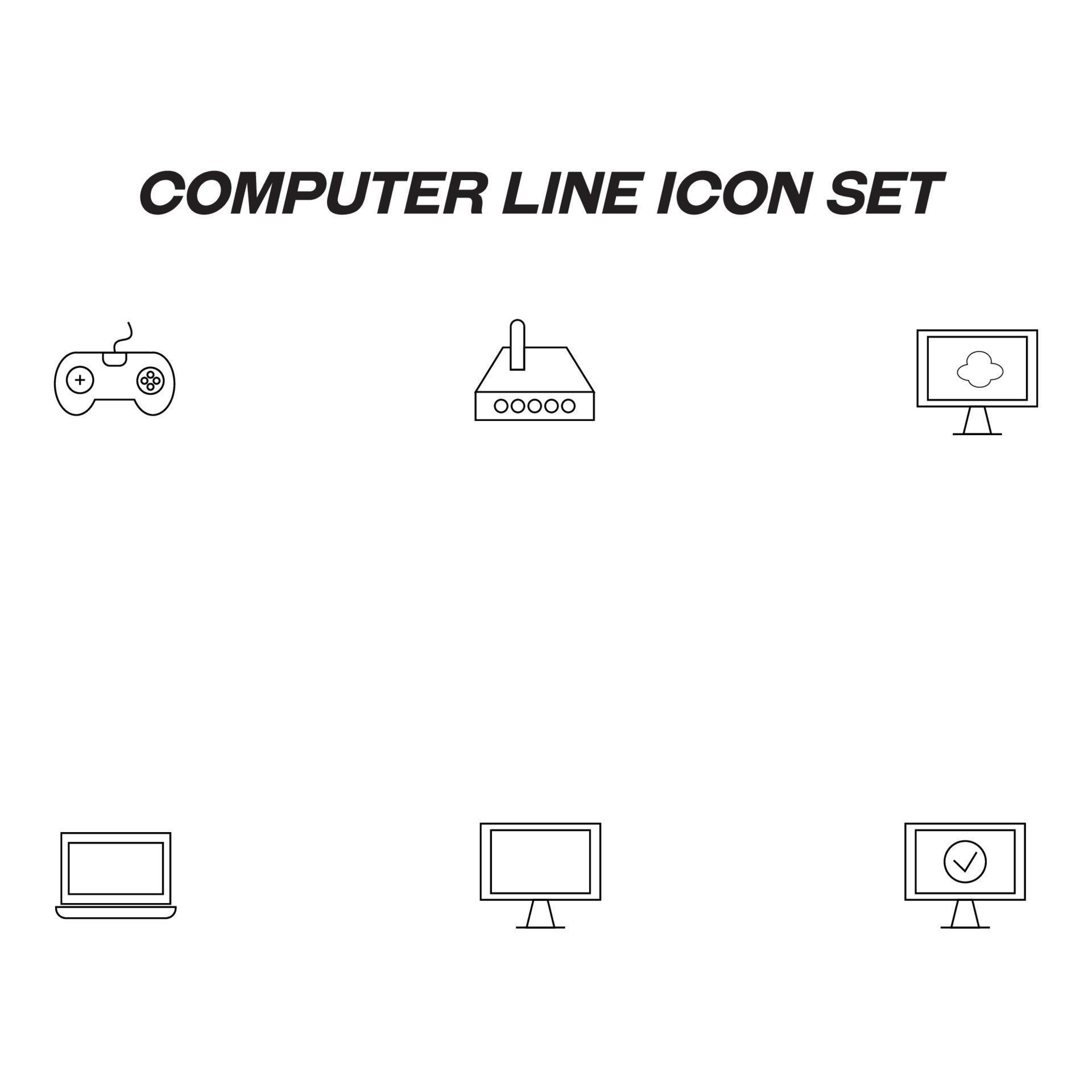 Computer line icon set drawed with thin line. Vector outline symbols of ...