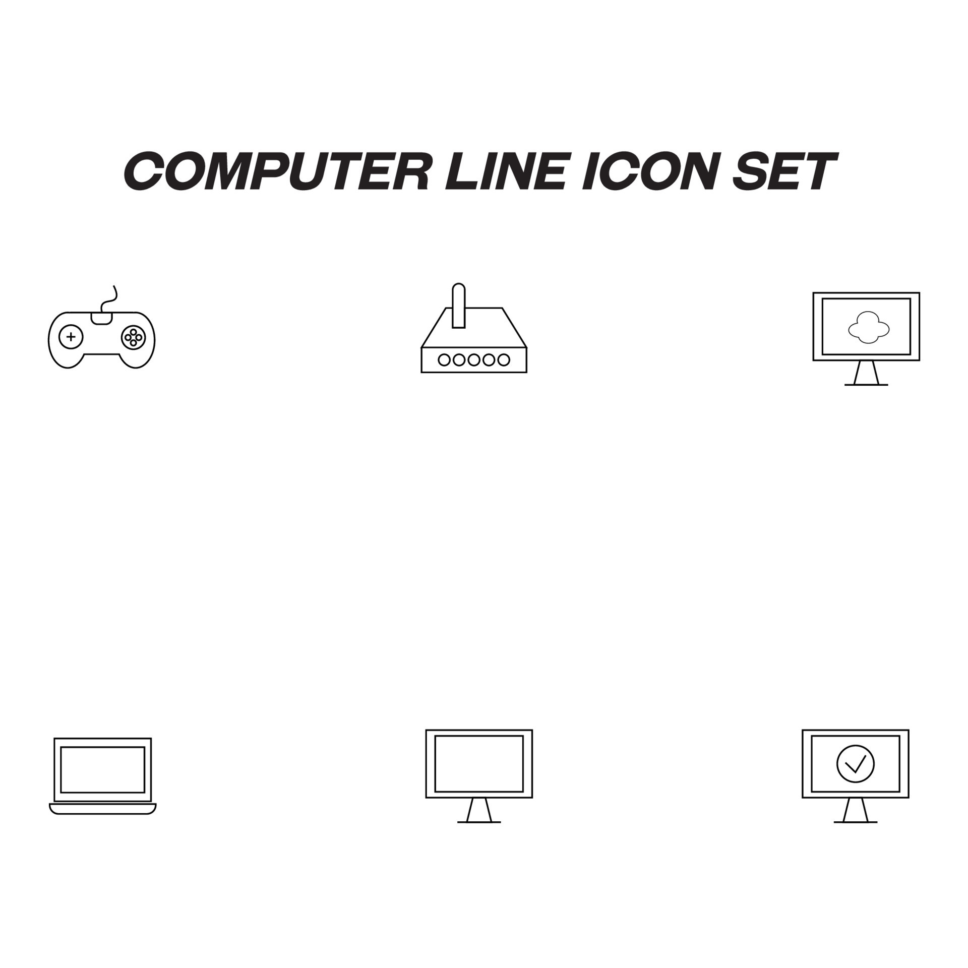 Computer line icon set drawed with thin line. Vector outline symbols of ...