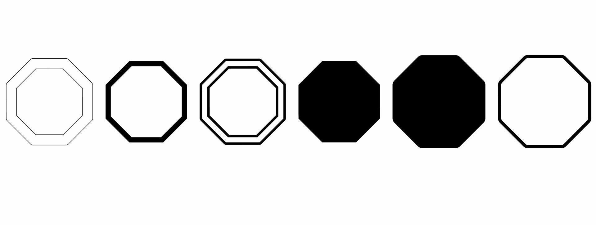 set of octagon with different style isolated on white background ...