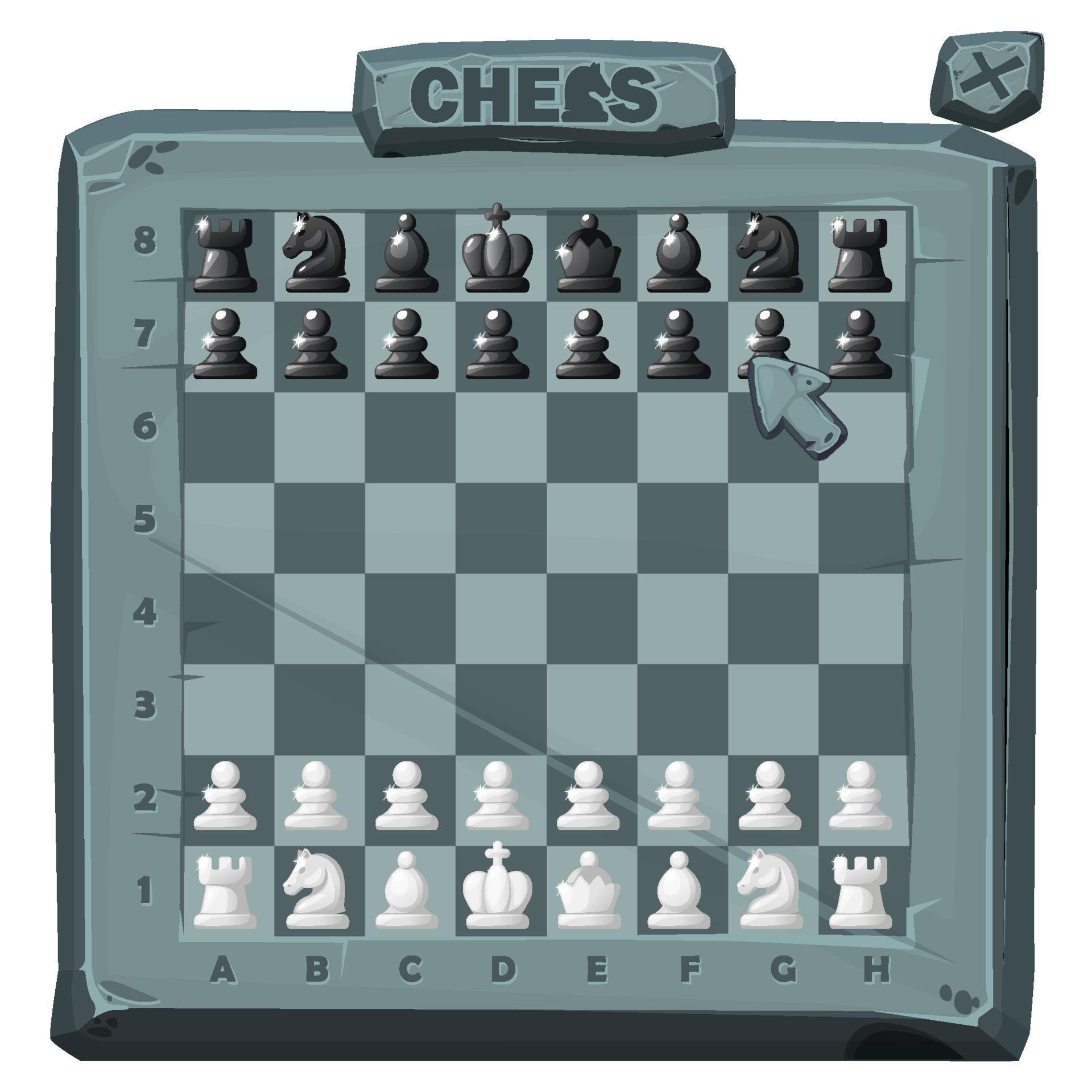 Stone Chess board and set chess figures for 2D game UI, Chess Strategy ...