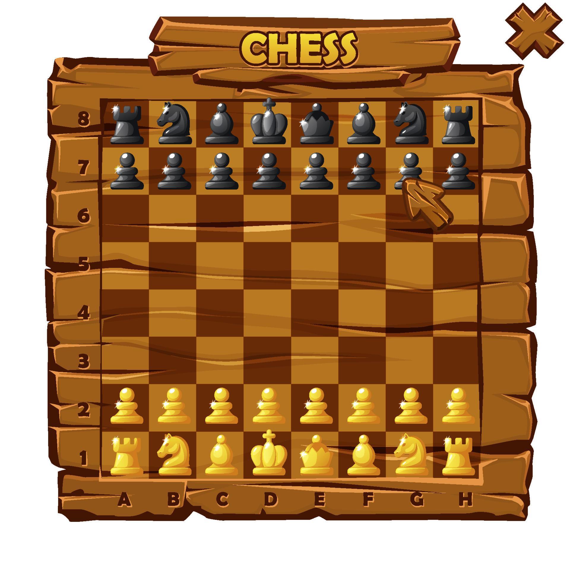 Wooden Chess board and set chess figures for 2D game UI, Chess Strategy ...