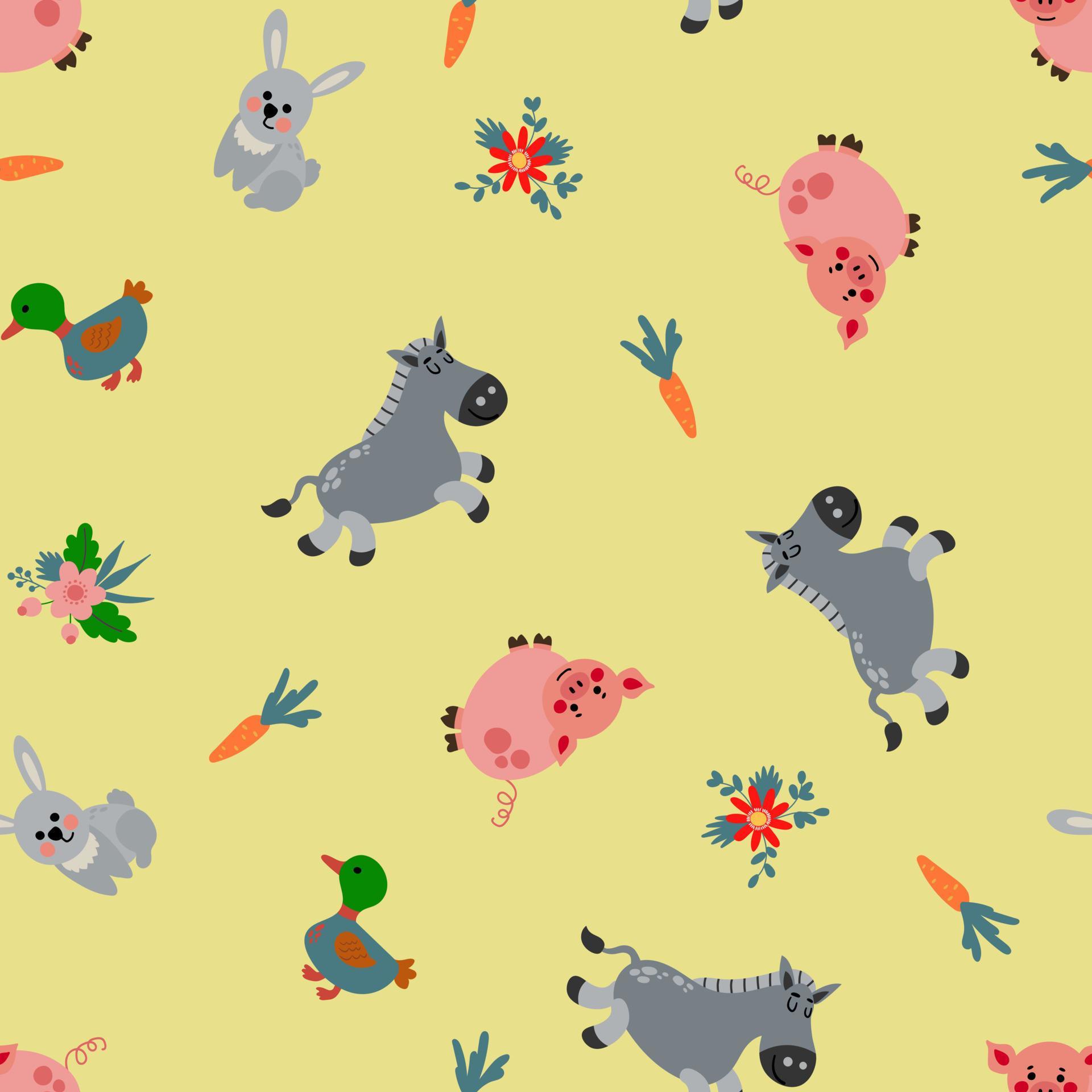 Seamless pattern with farm animals. Design for fabric, textile ...