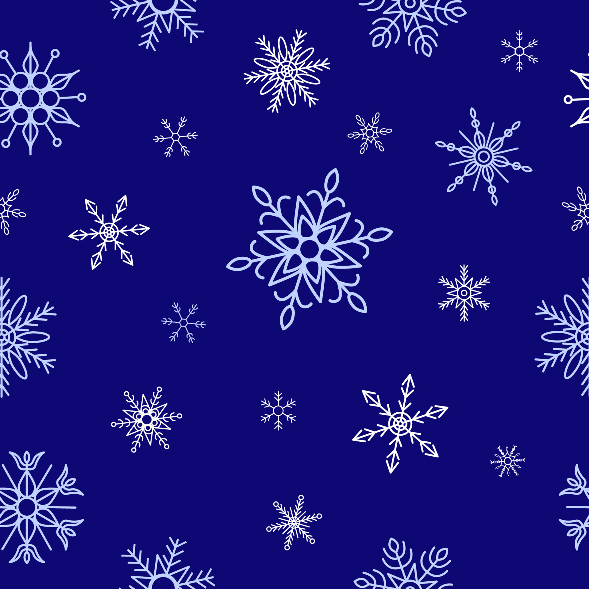 Snowflakes Seamless Pattern, White on Dark Blue Background 11535865 ...