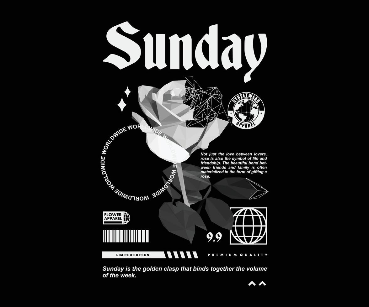 Aesthetic Illustration Of Rose Flower T Shirt Design Vector Graphic