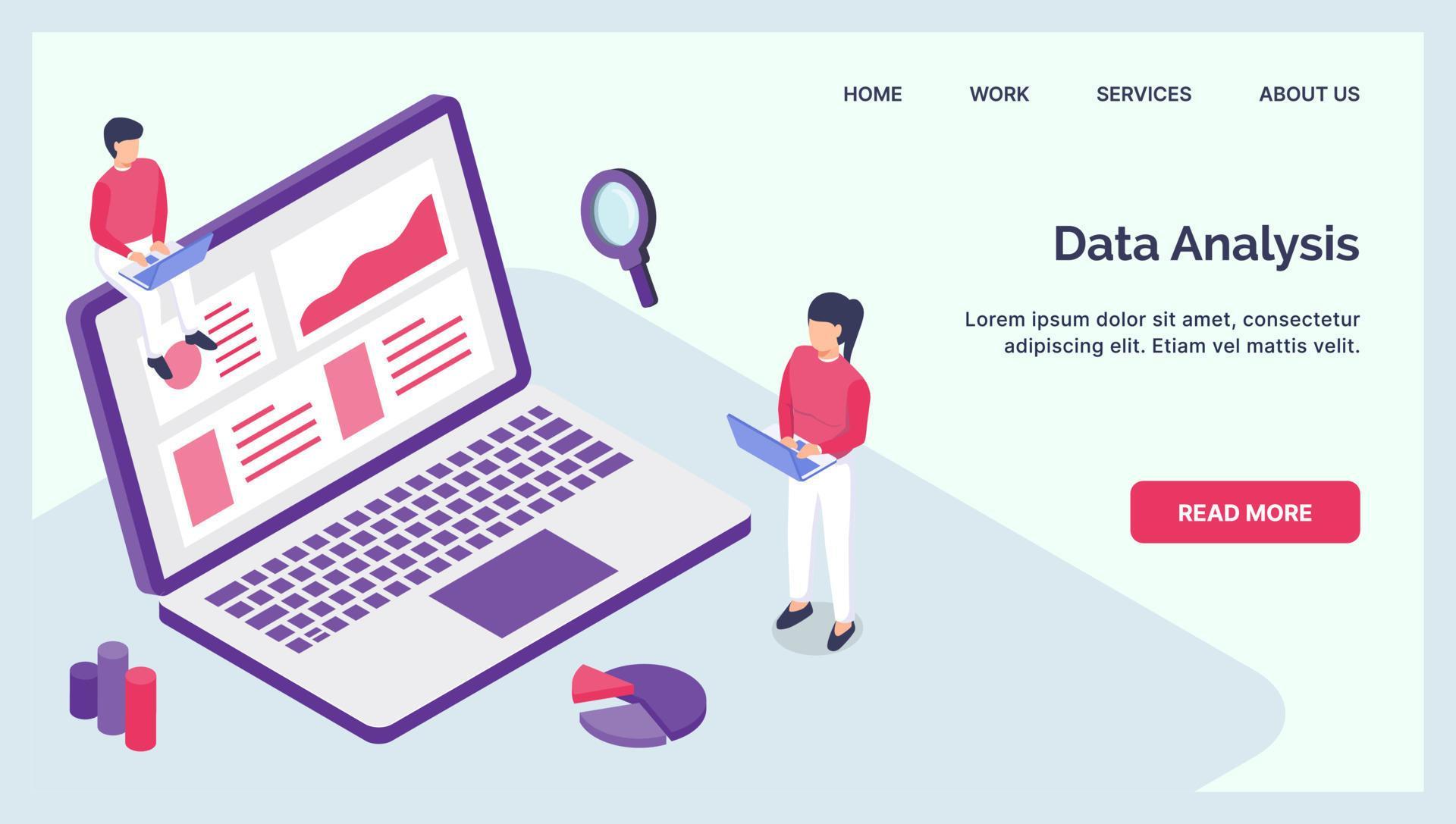 data analysis business graph and chart with laptop for website landing ...
