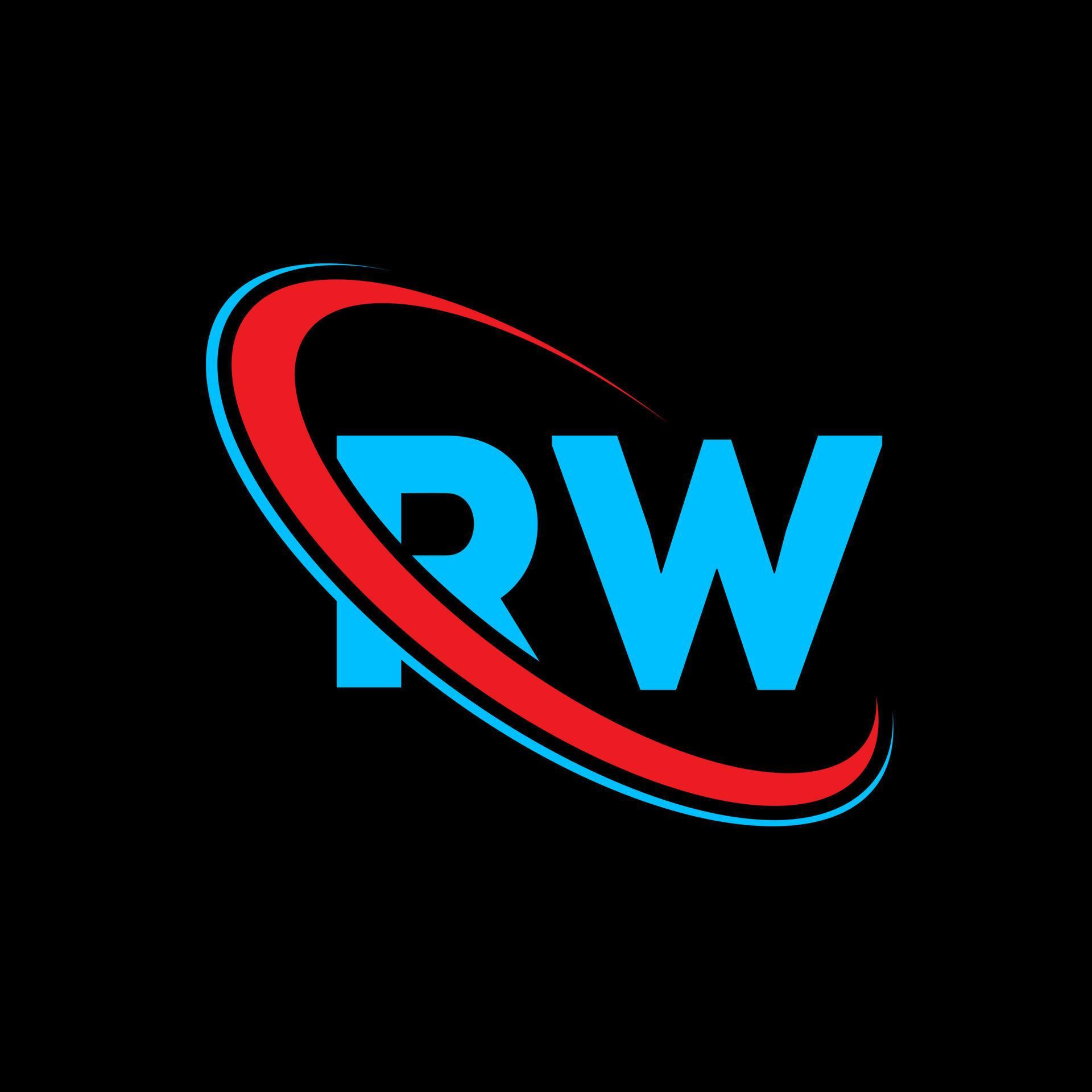 logotipo de rw. diseño rw. letra rw azul y roja. diseño de logotipo de letra rw. letra inicial ...