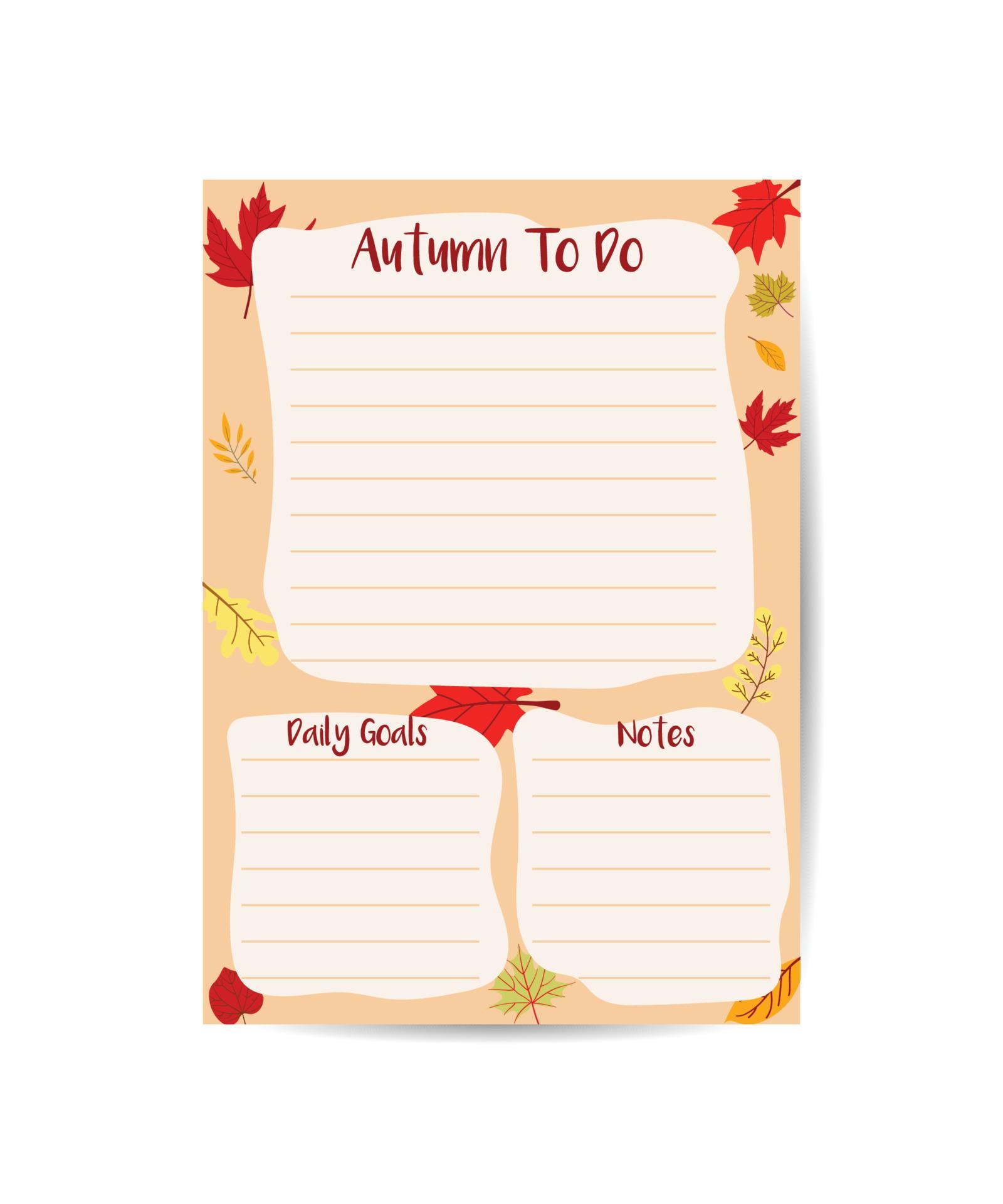 Autumn planner sheet Fall to-do list Planner insert or note page ...