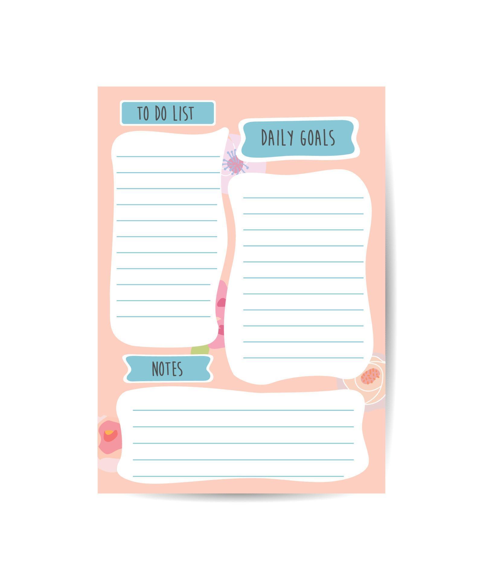 Daily Planner Template Organizer and Schedule with place for Notes ...