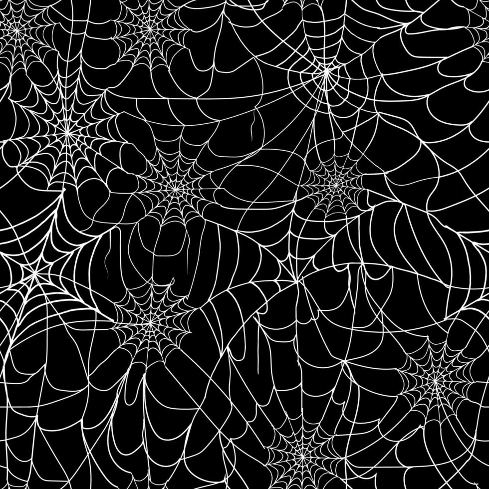 Halloween spider web seamless pattern. Vector background. Black and ...