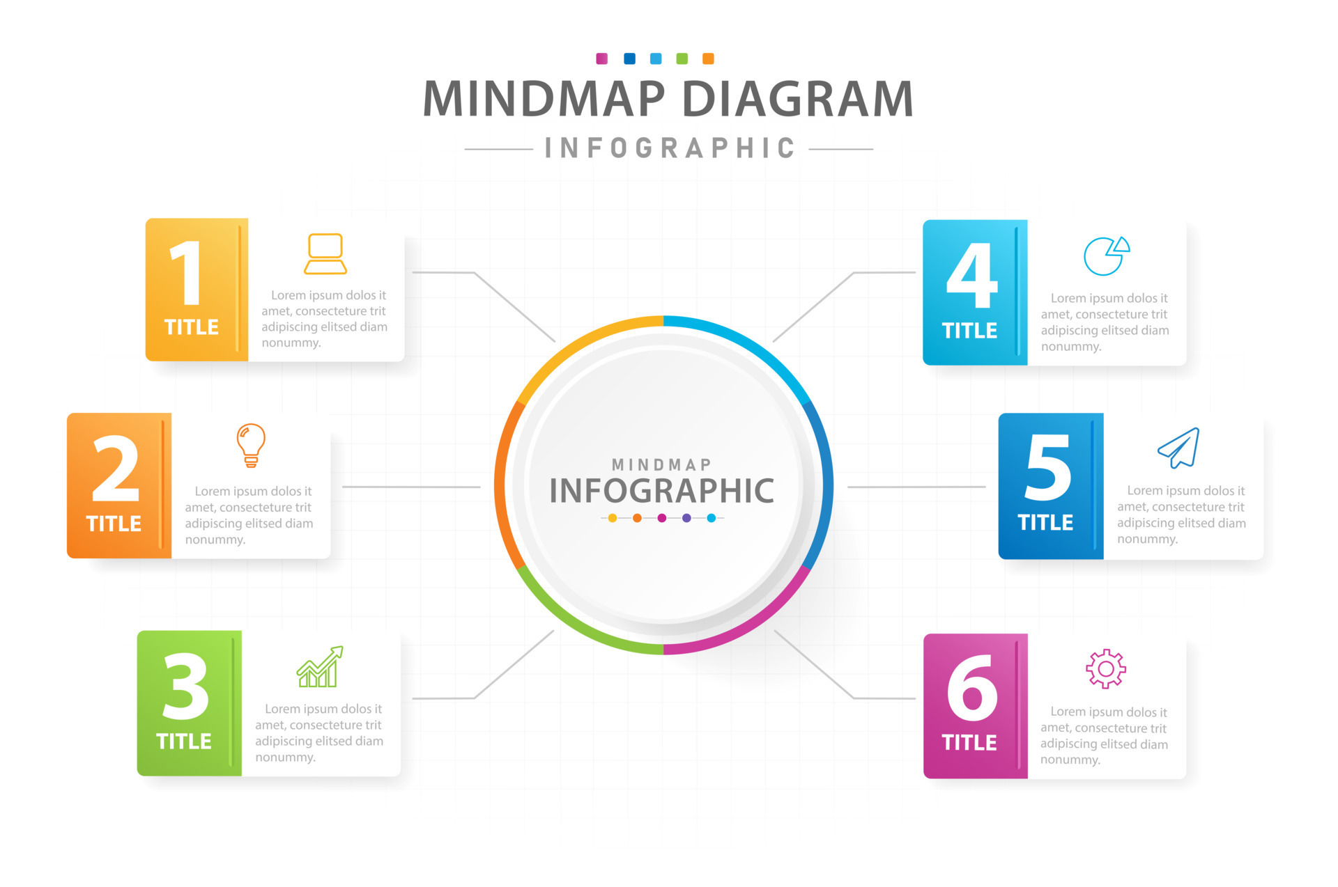 Infographic 6 Steps Modern Mindmap Diagram With Circles And Topic ... Infographic 6 Steps Modern Mindmap Diagram With Circles And Topic ...