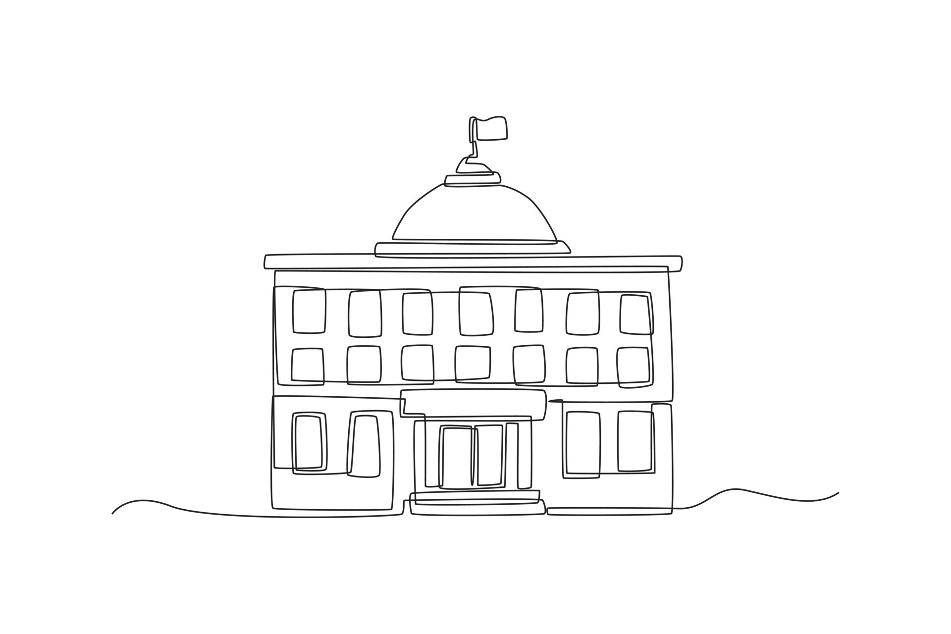 Continuous one line drawing government building. Building and office ... Continuous one line drawing government building. Building and office ...